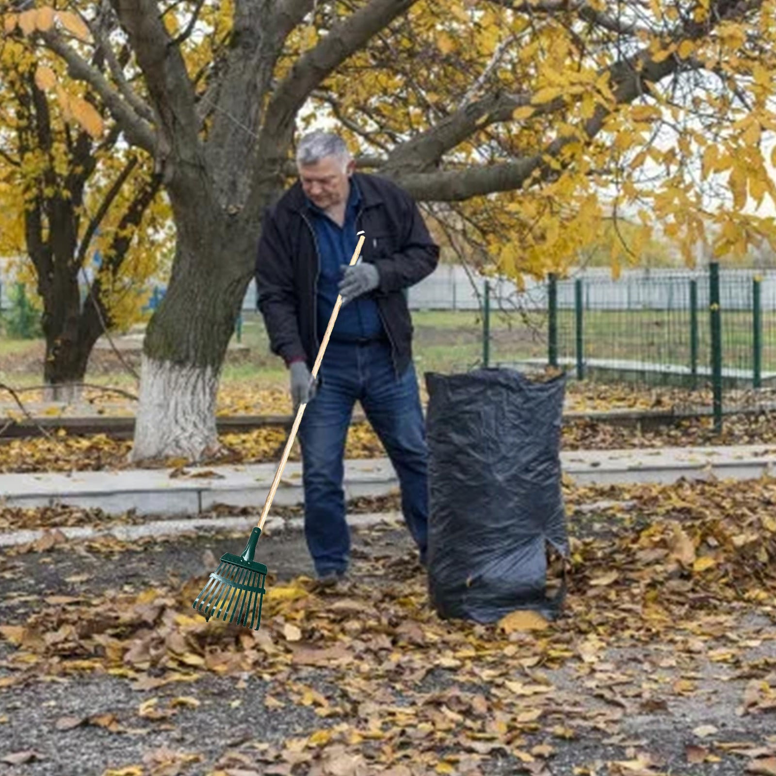 Mauxuk Heavy Duty Stainless Steel Rake for Leaves and Grass - Rustproof ...