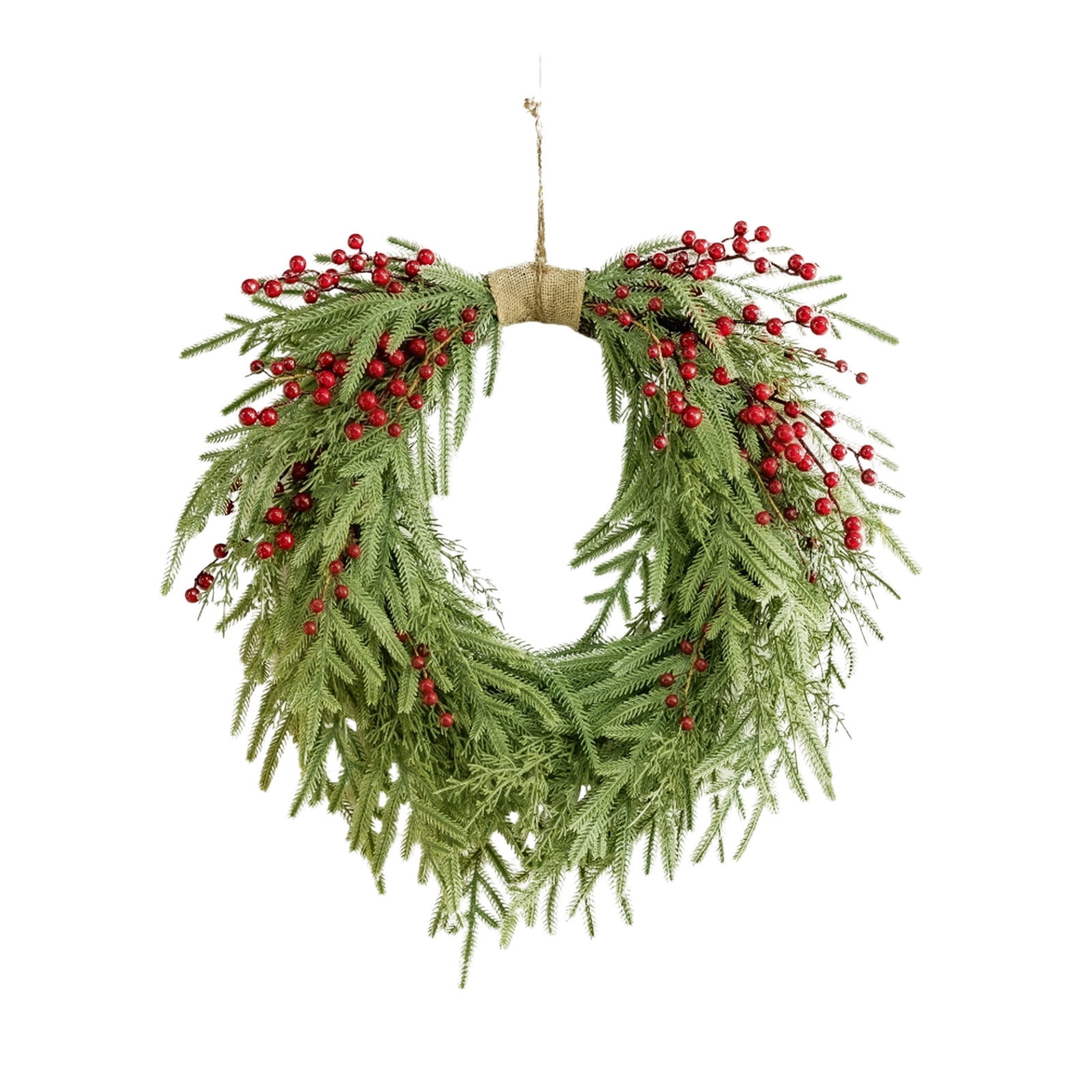 Mauxuk Large Christmas Wreath for Front Door - 24 Inch Artificial Green ...