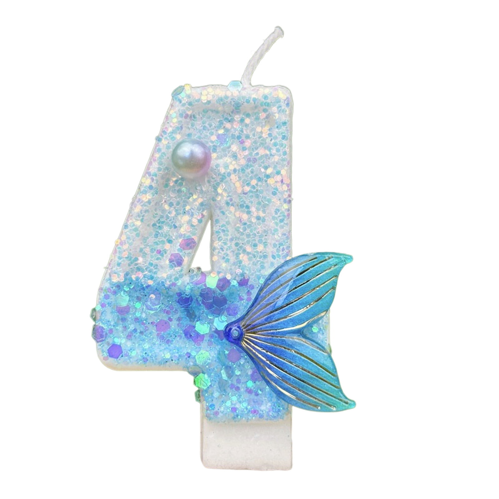 Mauxuk Mermaid Tail Birthday Candles for Cake Topper - Blue Wax Candles ...