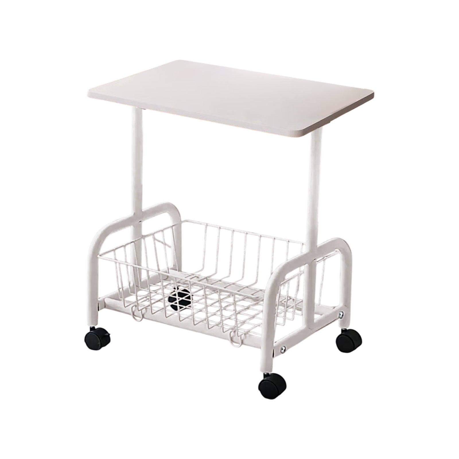 Mauxuk Mobile Rolling Cart with Table - Wood & Carbon Steel Side Table ...