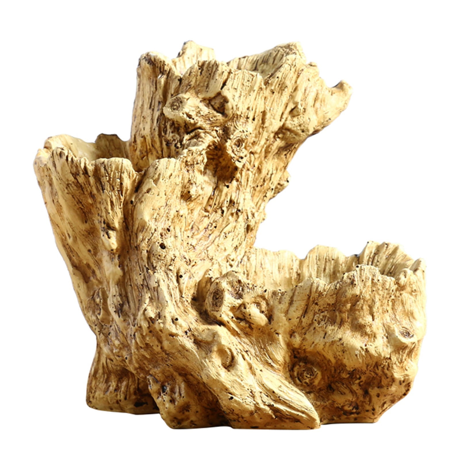 Mauxuk Resin Stump Planter with 3 Planting Pits - Miniature Faux Stump ...