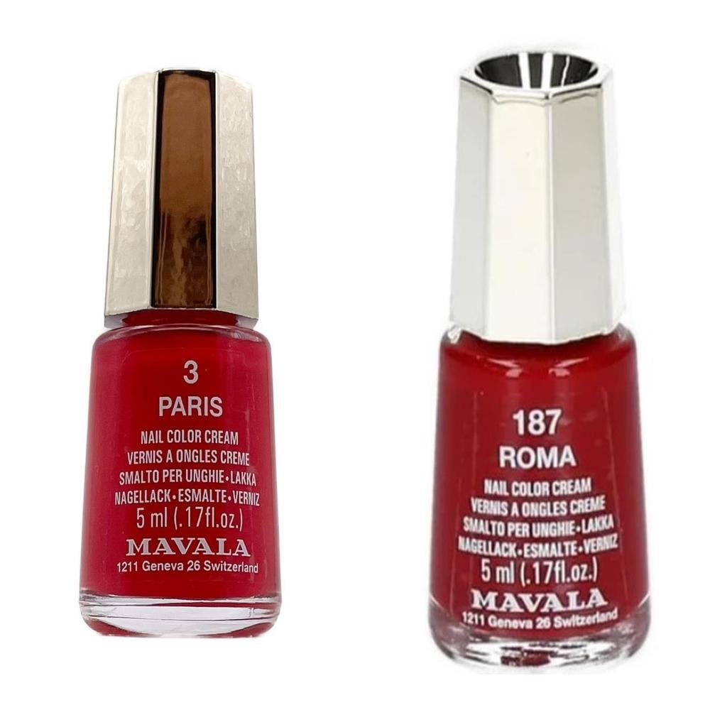 Mavala Mini Nail Polish 5ml - 3 Paris - 187 Roma Red - Combi Pack ...