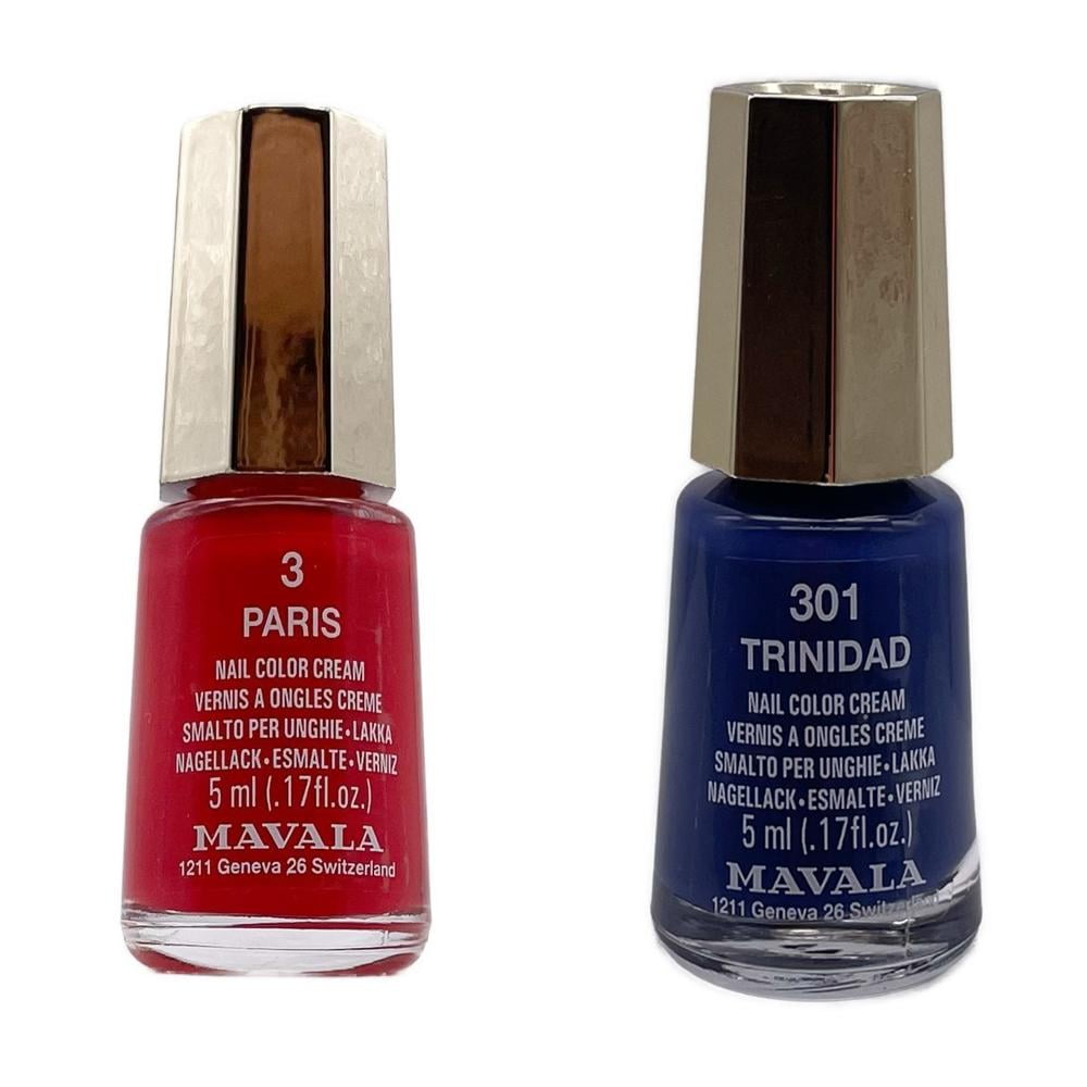 Mavala Mini Nail Polish 5ml - 3 Paris - 301 Trinidad Blue - Combi Pack ...