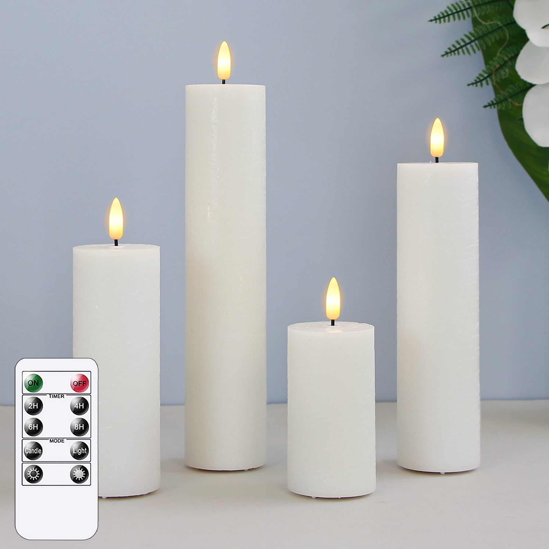 Mavandes Flickering Flameless Pillar Candles with Remote Control and ...