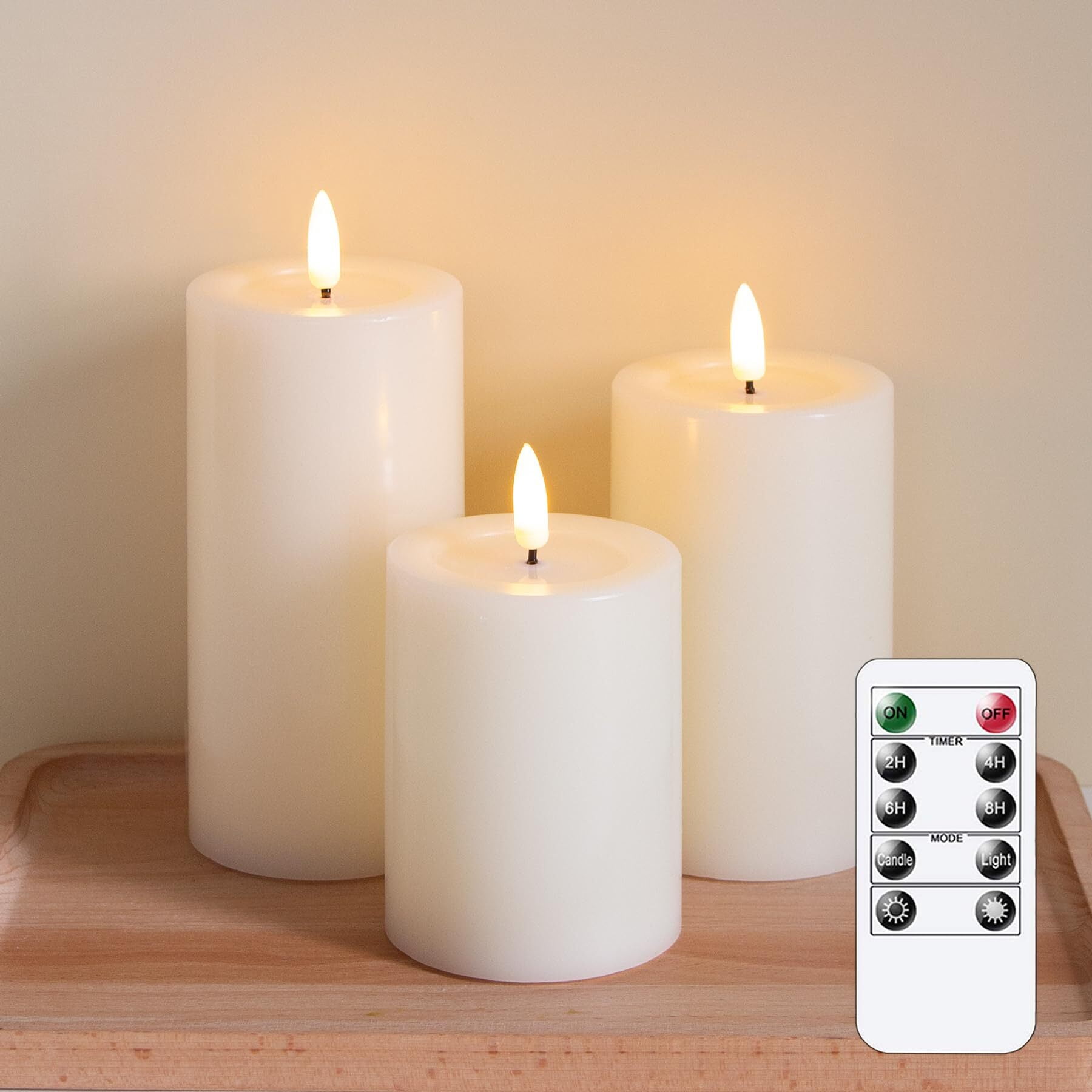 Mavandes Remote Flameless Flickering Candles with Candle Grease Effect ...