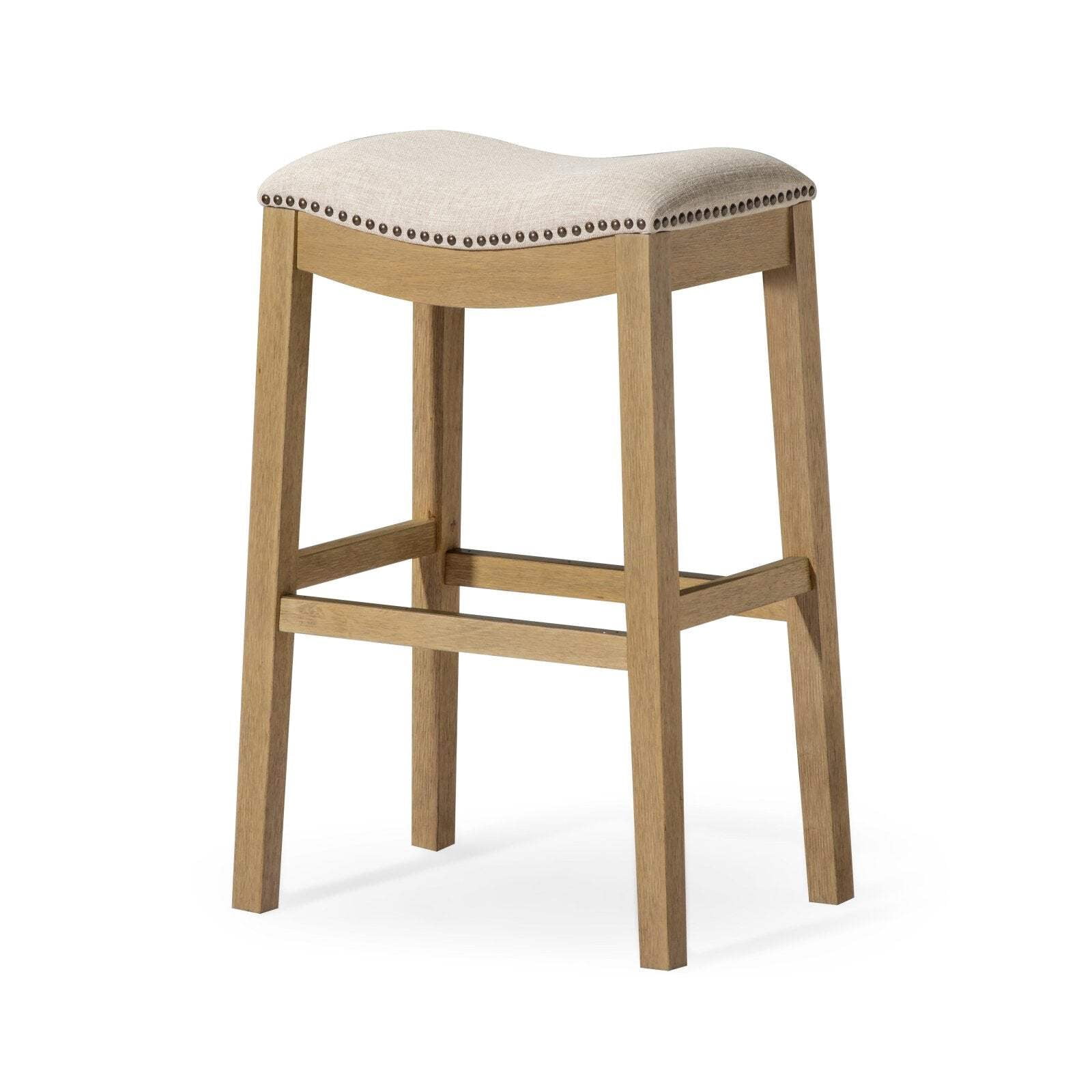 Maven Lane 31" Alex Backless Bar Stool, Aged Natural Wood, Cushion ...