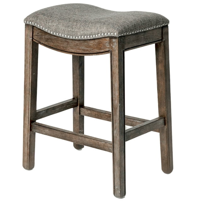 Maven Lane Adrien Solid Wood Backless Saddle Kitchen Counter Stool, Bar ...