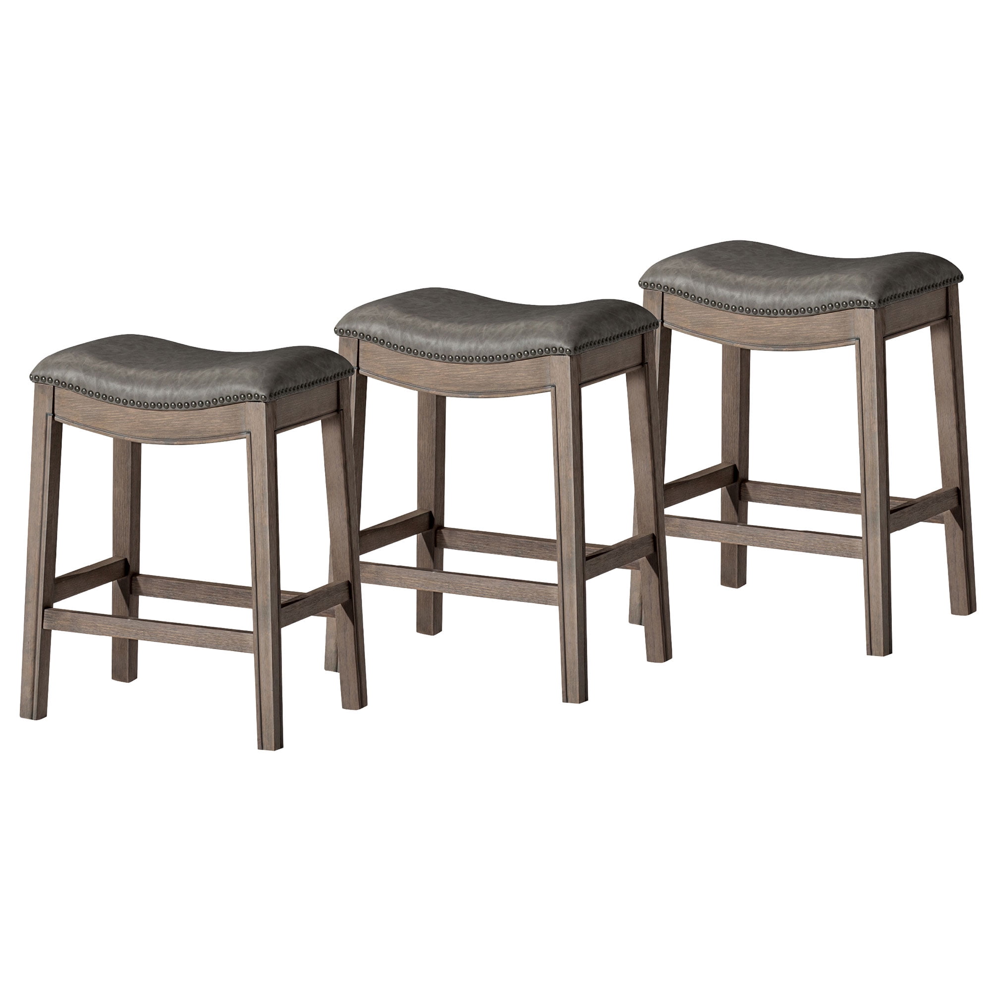 Maven Lane Adrien Counter Stool, Reclaimed Oak, Ronan Stone Vegan ...