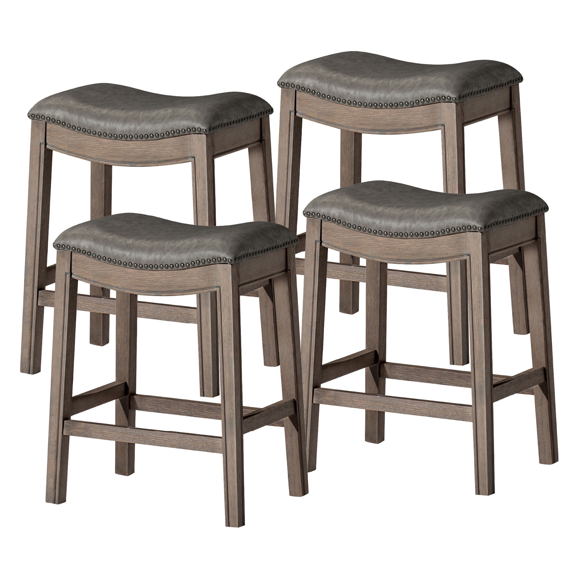 Maven Lane Adrien Counter Stool, Reclaimed Oak, Ronan Stone Vegan ...