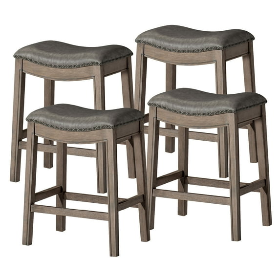 Maven Lane Adrien Counter Stool, Reclaimed Oak, Ronan Stone Vegan ...