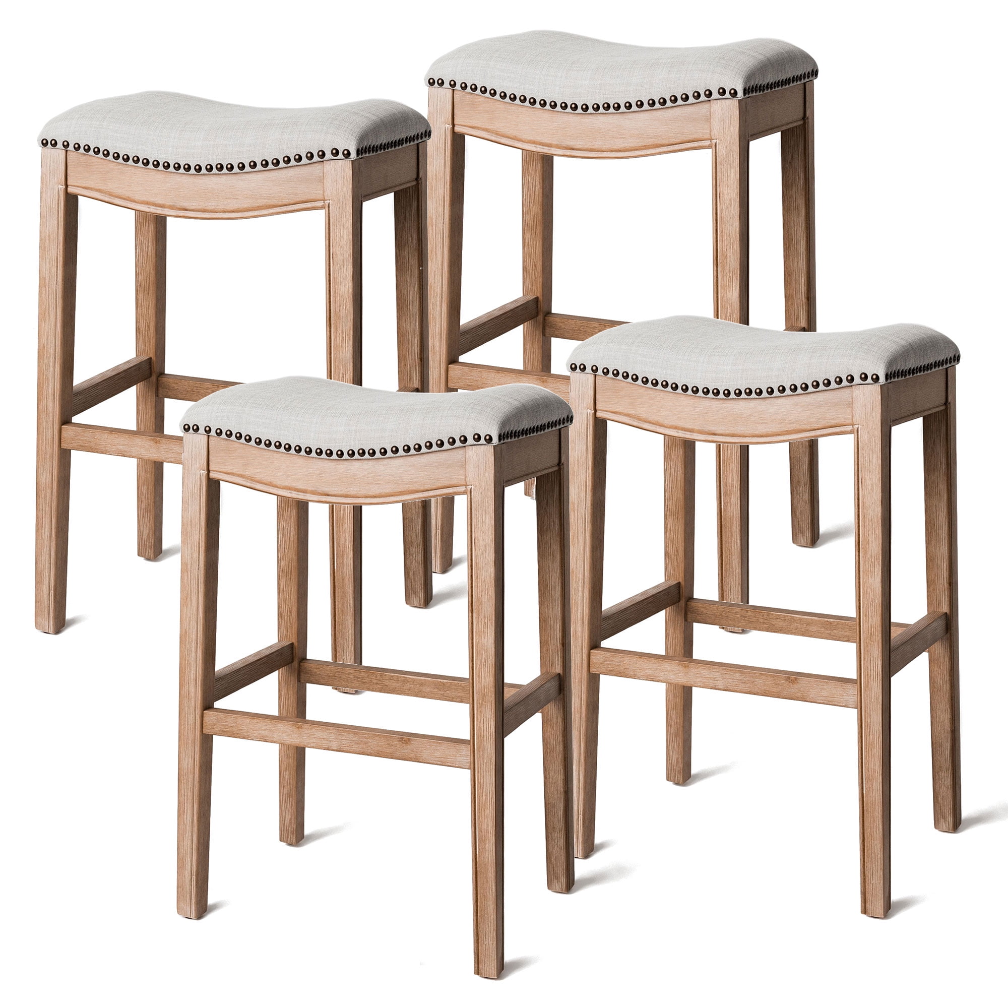 Open Box Maven Lane Adrien Kitchen Saddle Bar Stool, Oak (4 Pack ...