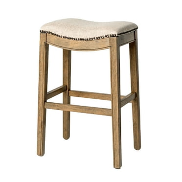 Open Box Maven Lane Adrien Saddle Backless Bar Stool, White Oak ...