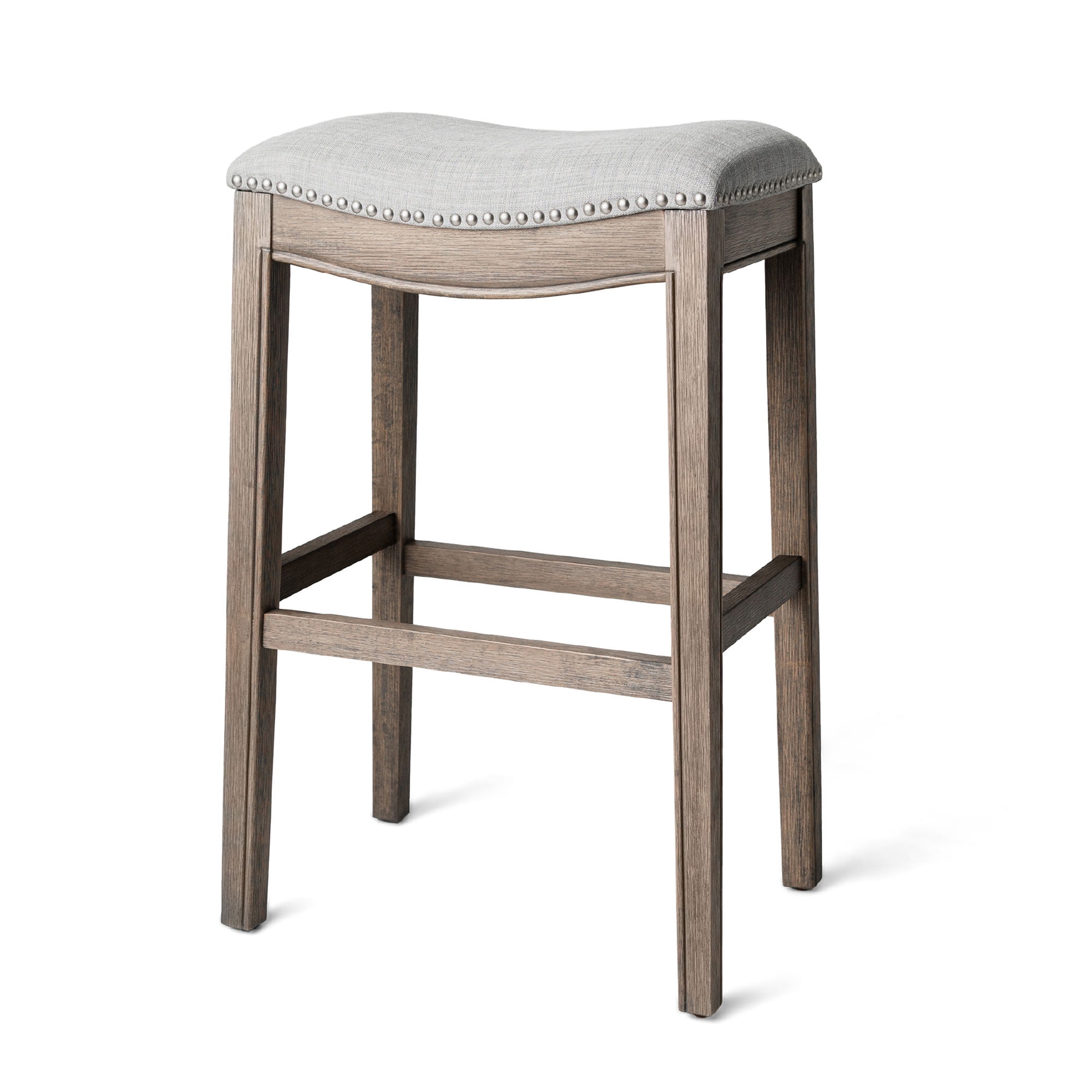 Open Box Maven Lane Adrien Saddle Backless Bar Stool, Reclaimed Oak ...