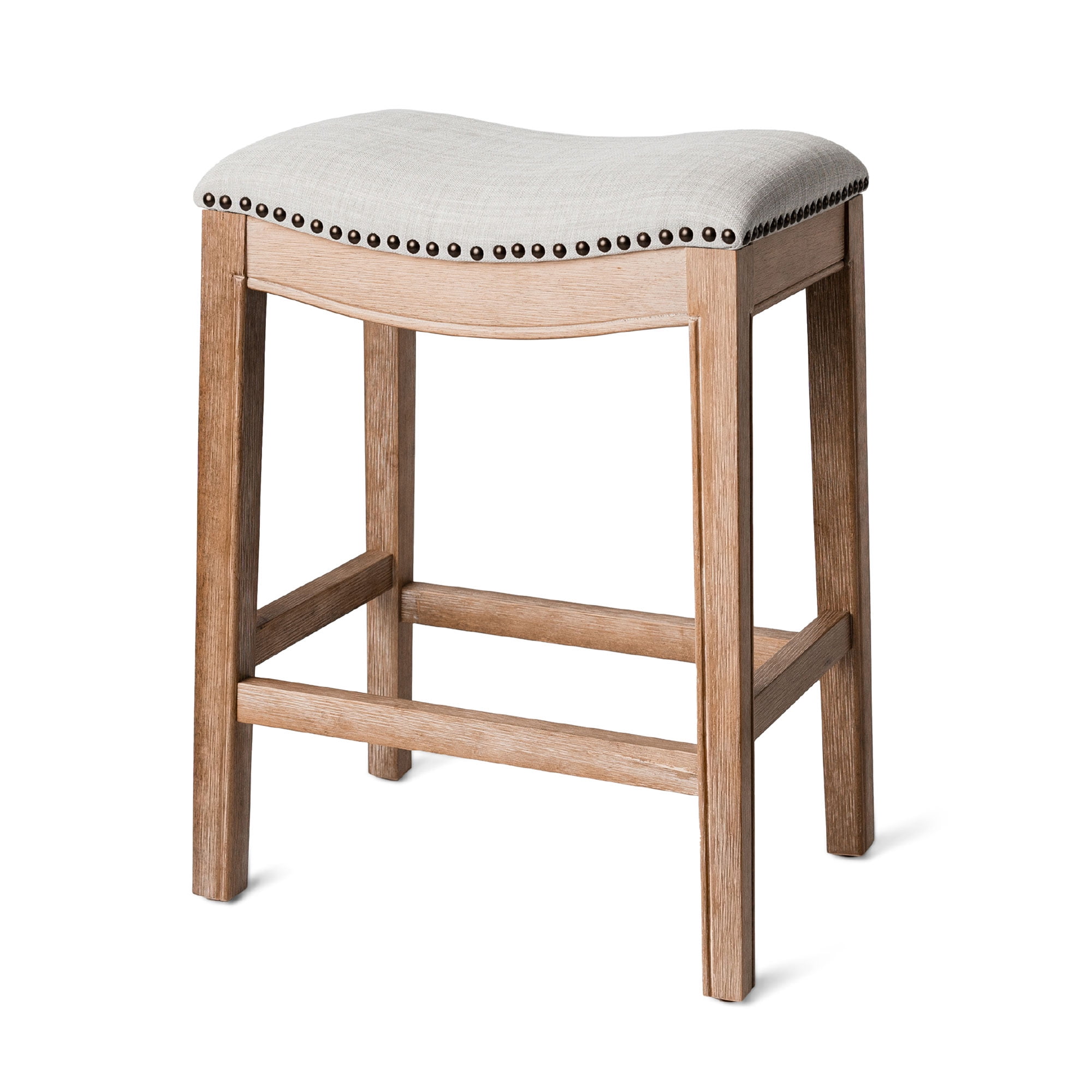 "Maven Lane Adrien Backless Counter Stool, Weathered Oak, 25.7"" Solid ...