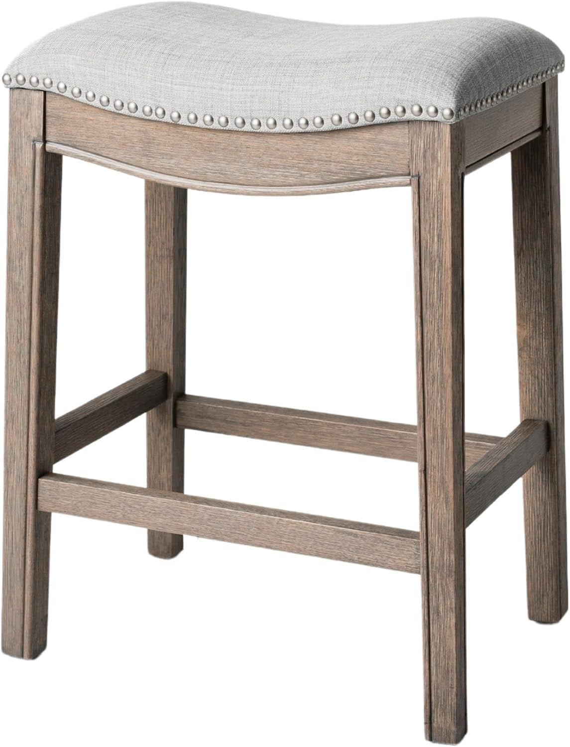 Maven Lane Adrien Saddle Bar Counter Stool in Reclaimed Oak Finish w ...