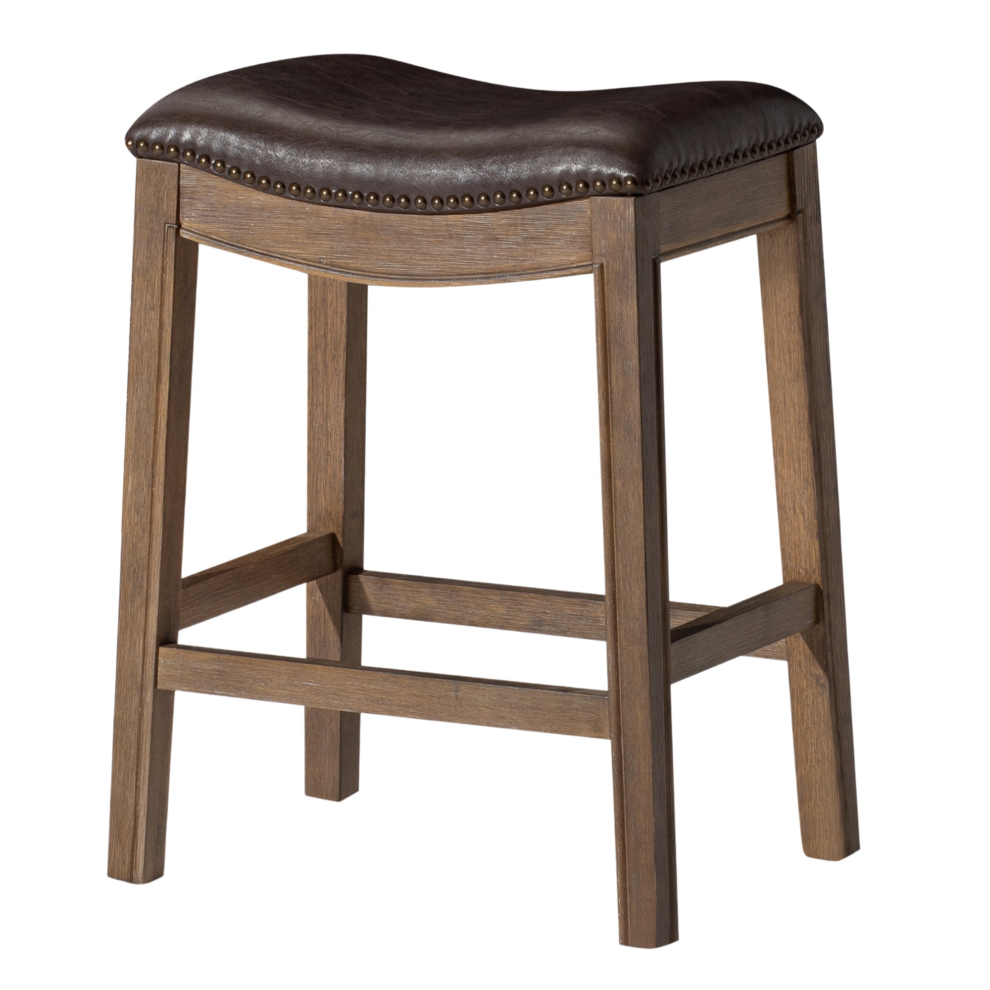 Maven Lane Adrien Saddle Counter Stool in Walnut Finish w/ Marksman ...