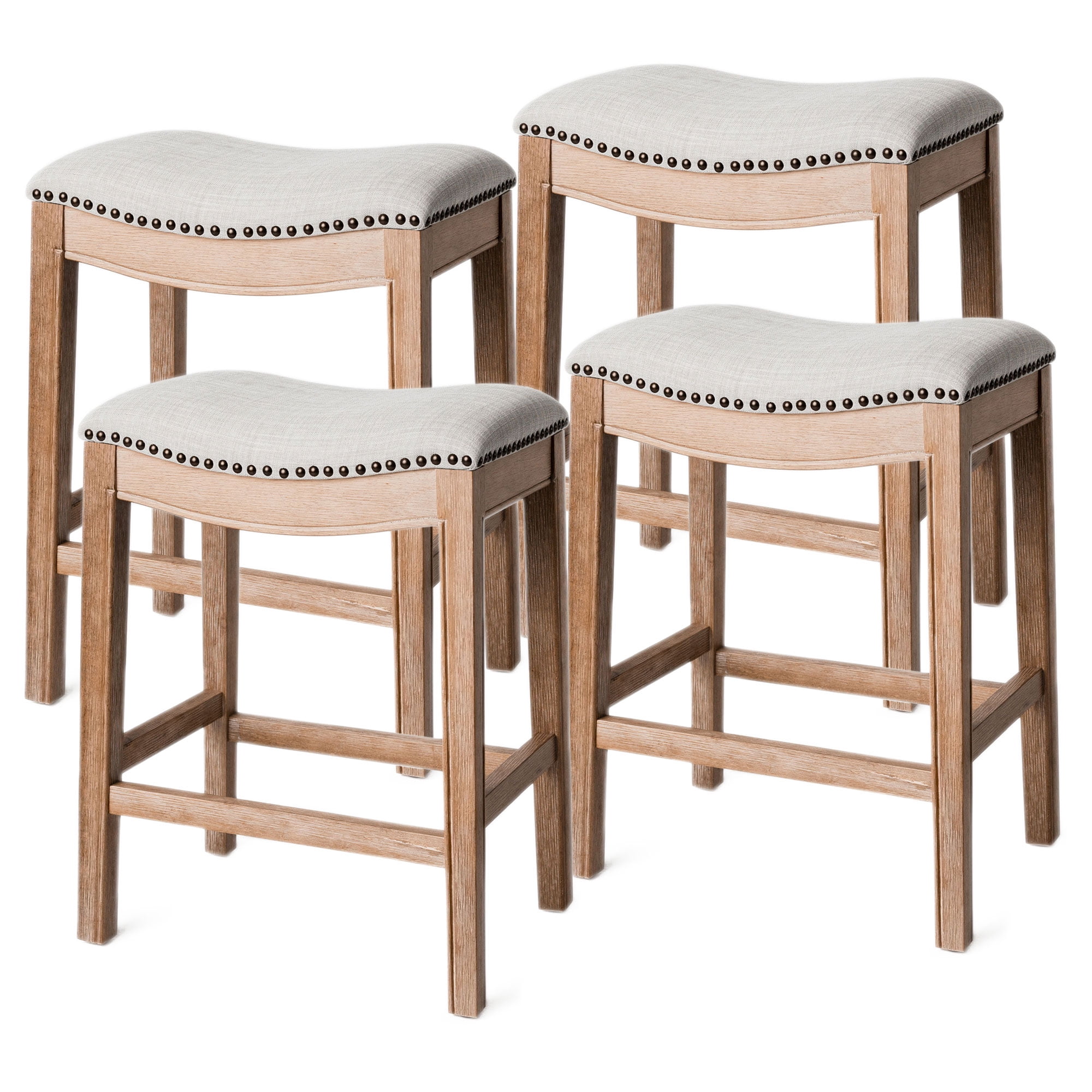 Maven Lane Adrien Saddle Counter Stool in Weathered Oak Finish w/ Sand ...