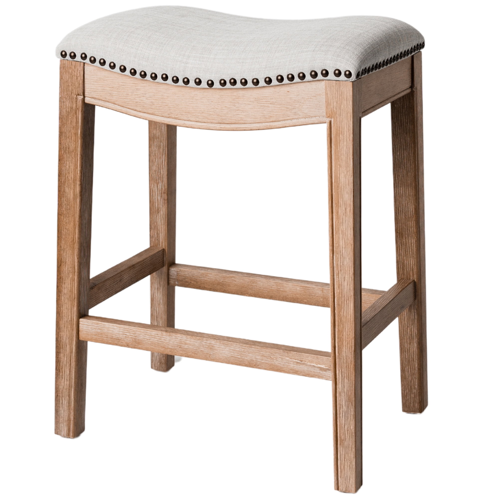 Maven Lane Adrien Saddle Counter Stool in Weathered Oak Finish w/ Sand ...