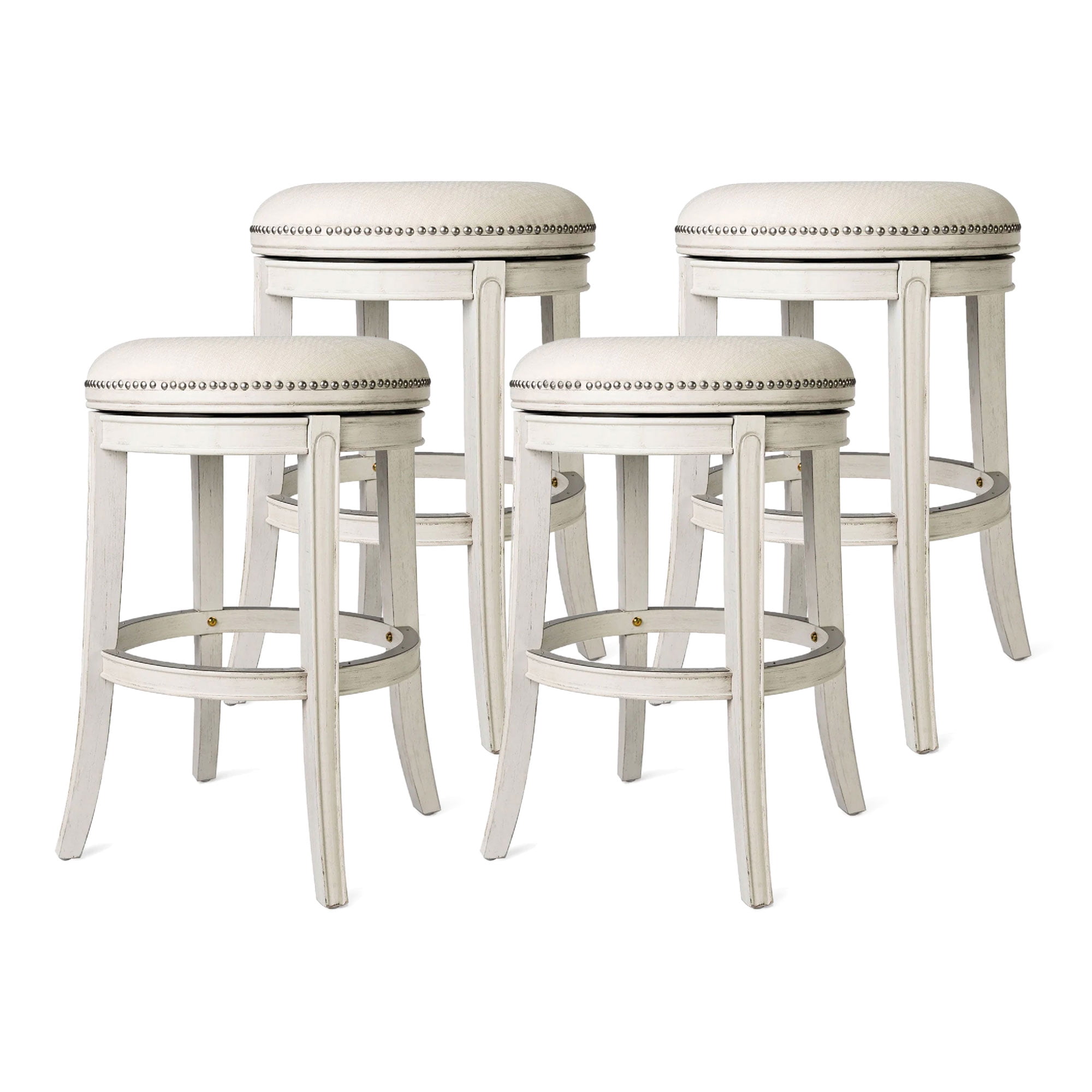 Maven Lane Alexander Backless Bar Stool in White Oak w/ Natural Fabric ...