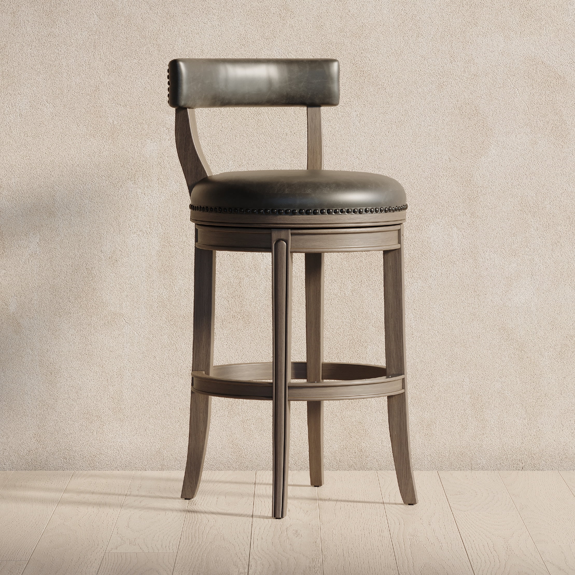 Maven Lane Alexander Bar Stool, Reclaimed Oak Finish w/ Ronan Stone ...
