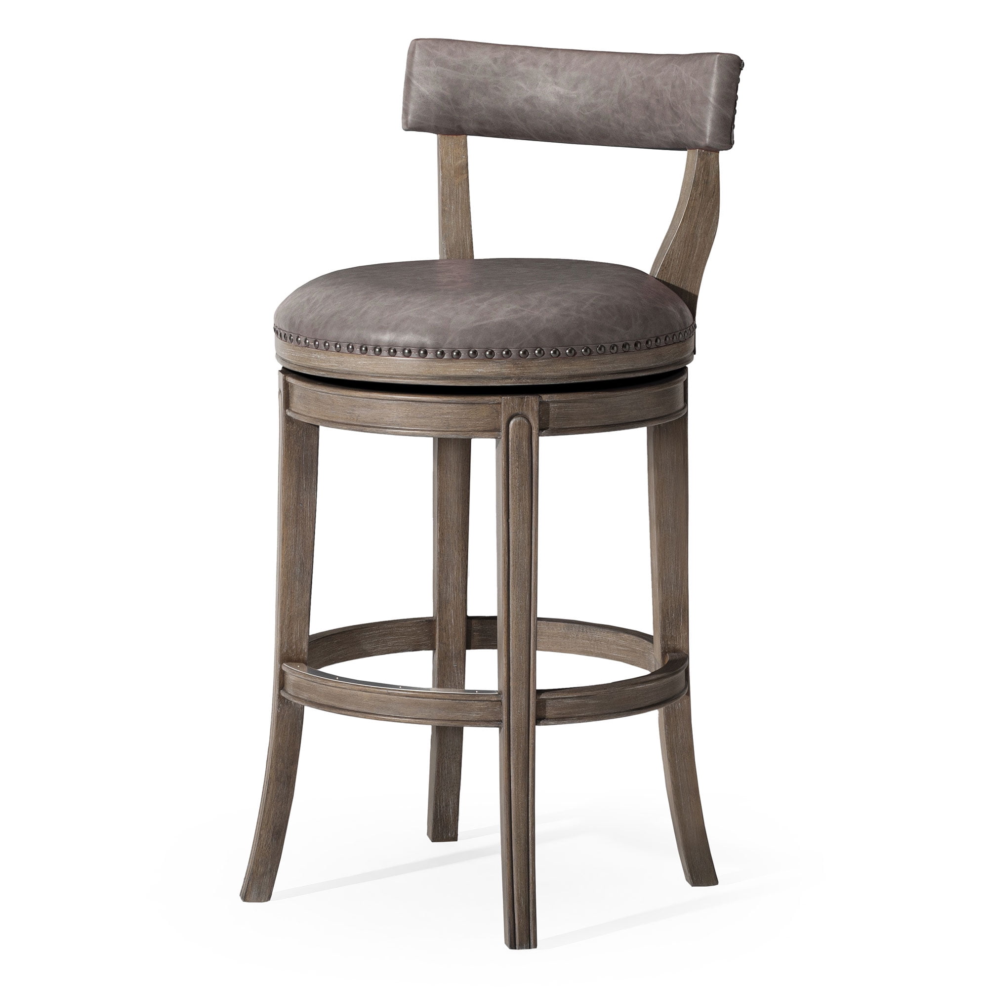 Maven Lane Alexander Bar Stool, Reclaimed Oak Finish w/ Ronan Stone ...