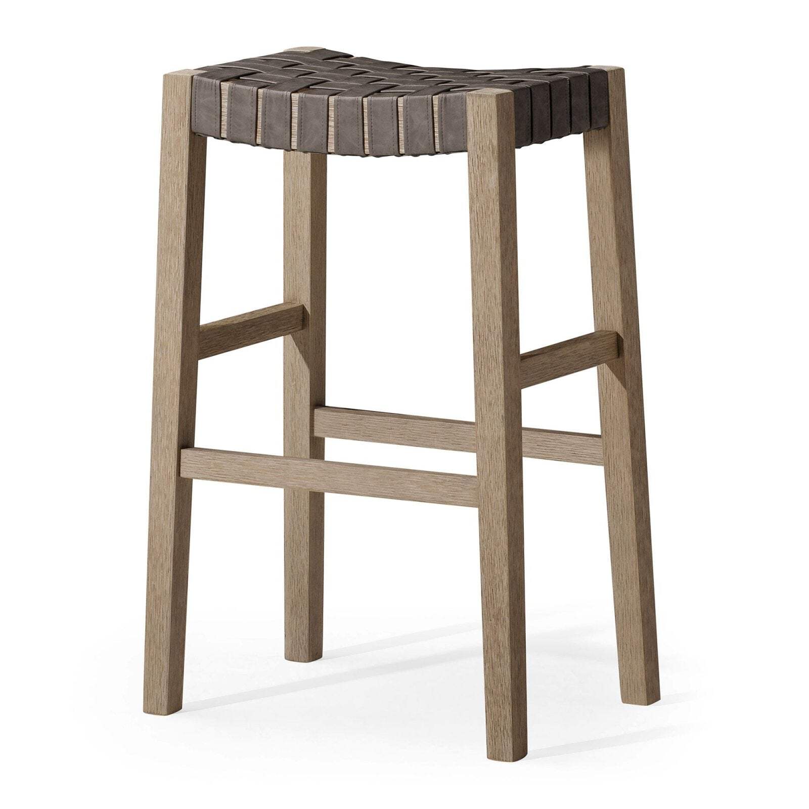 Maven Lane Emerson Bar Stool in Weathered Grey Wood Finish with Ronan ...