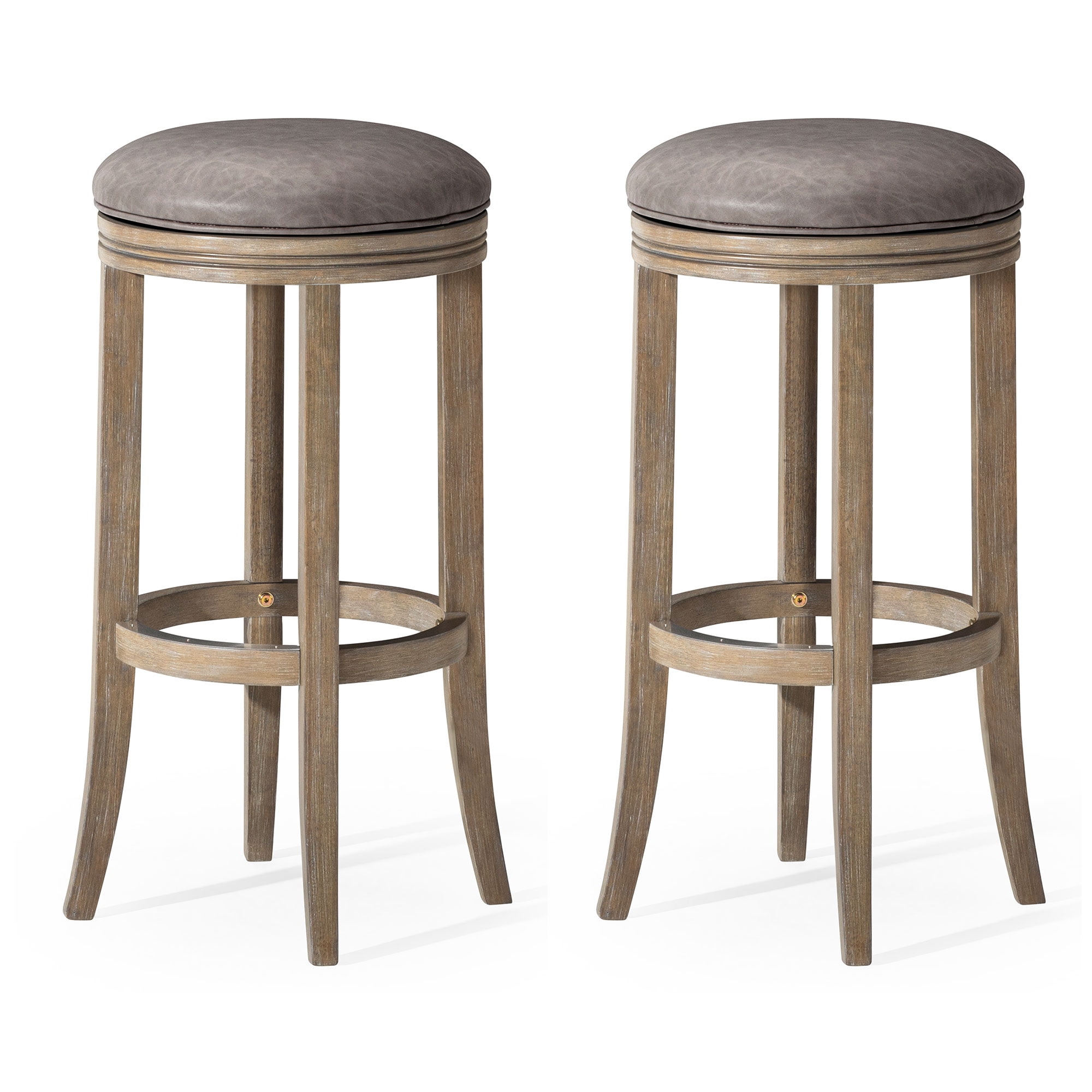 Maven Lane Eva Bar Stool, Reclaimed Oak with Ronan Stone Vegan Leather ...