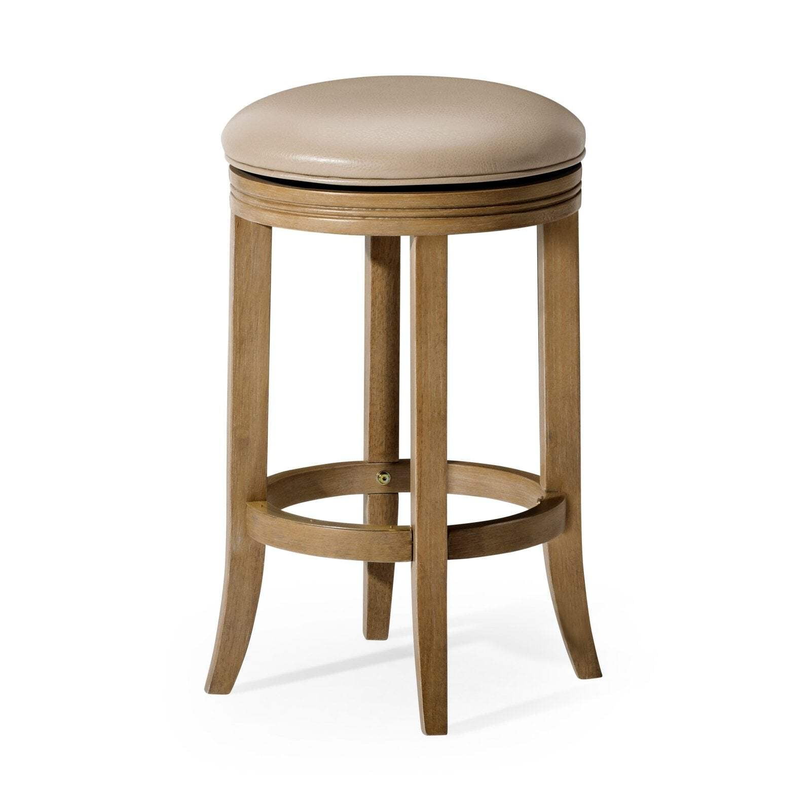 Maven Lane Eva Counter Stool, Weathered Oak Finish w/ Avanti Bone Vegan ...