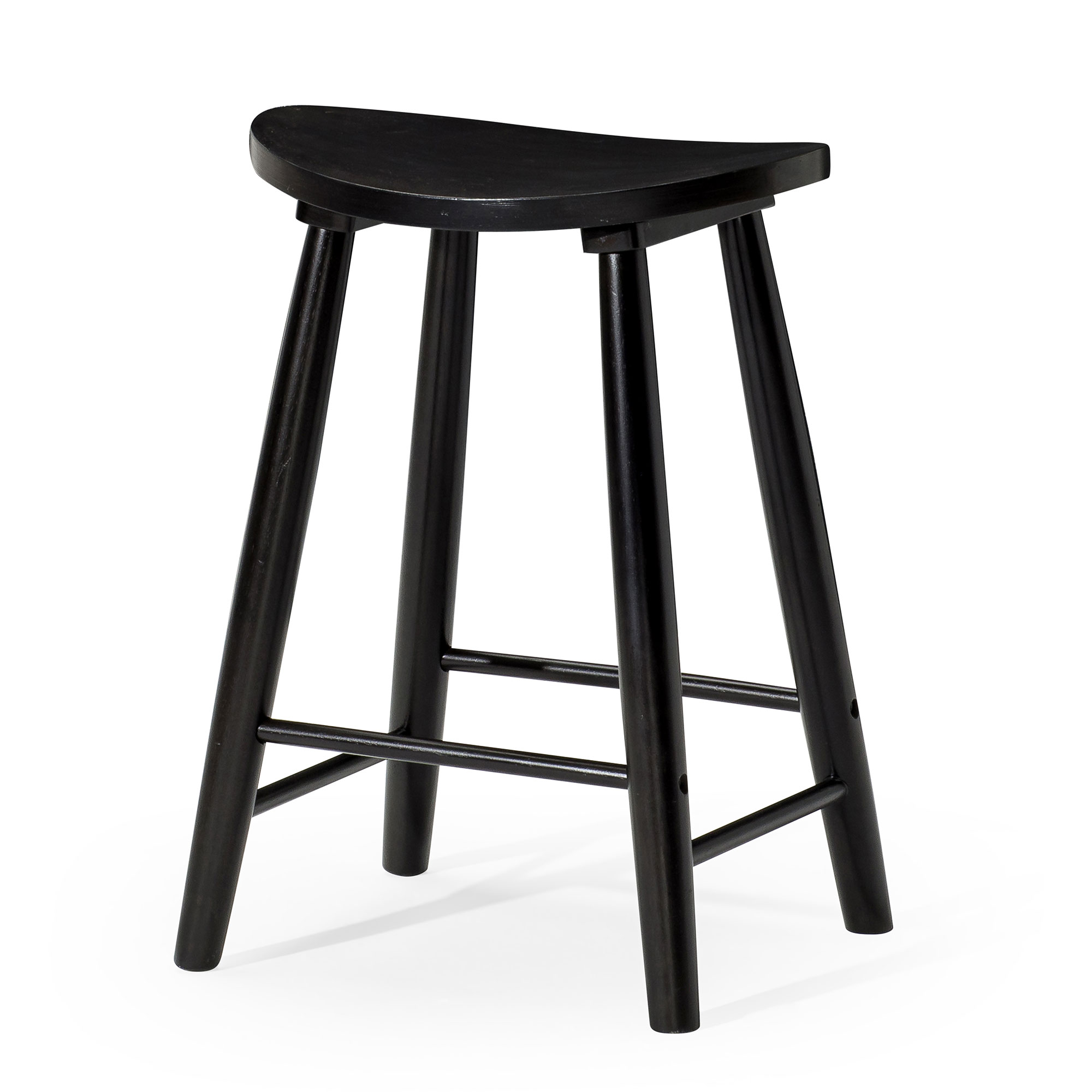 Home Square 25.5" Wood Swivel Counter Stool in Black - Set of 3 ...
