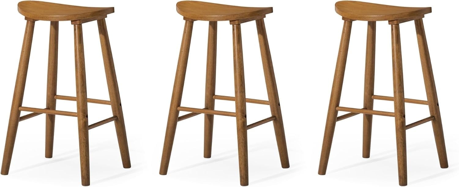 Maven Lane 26" Luna Counter Stool with Rustic Natural Wood Finish - Artisan Crafted Backless ...