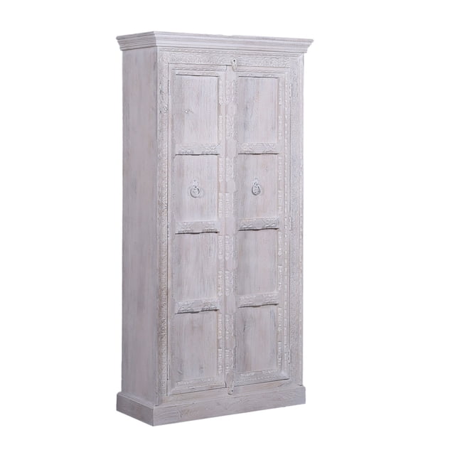Maven Lane Mahala Handmade Heritage Wooden Cabinet in White Distressed ...