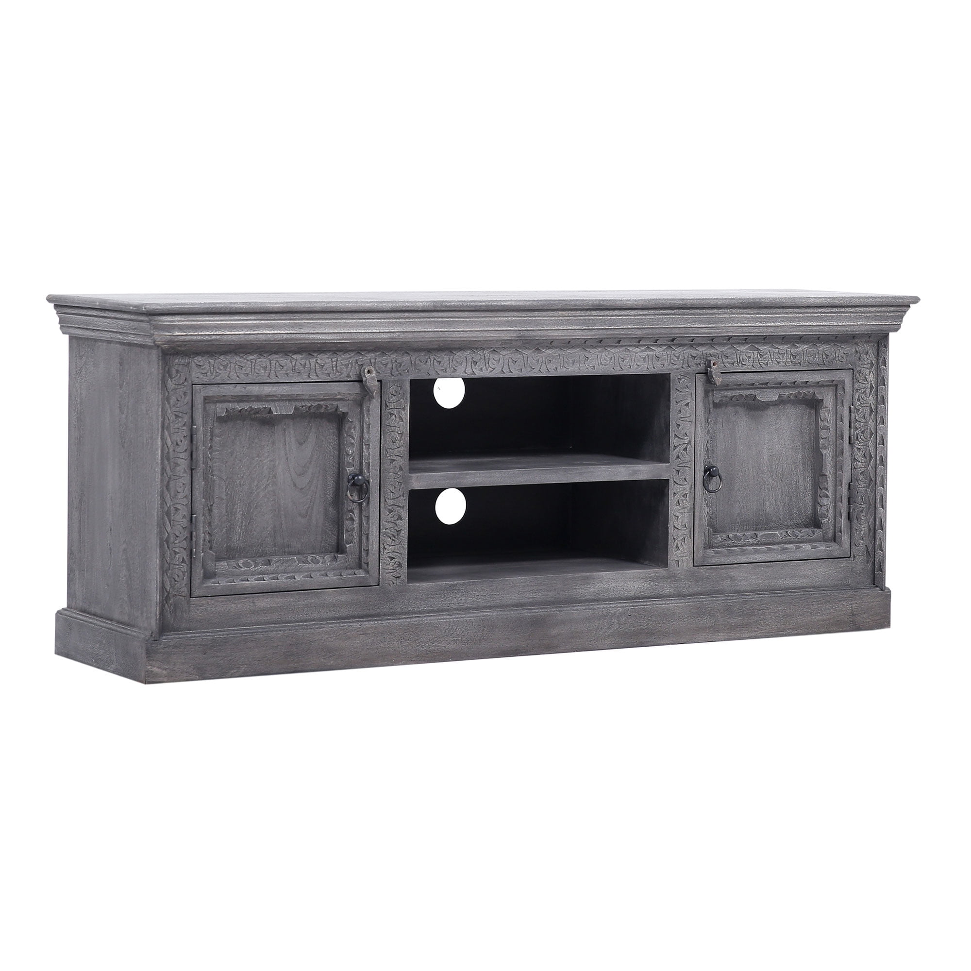 Open Box Maven Lane Handmade Wooden Media Unit in Grey Distressed ...