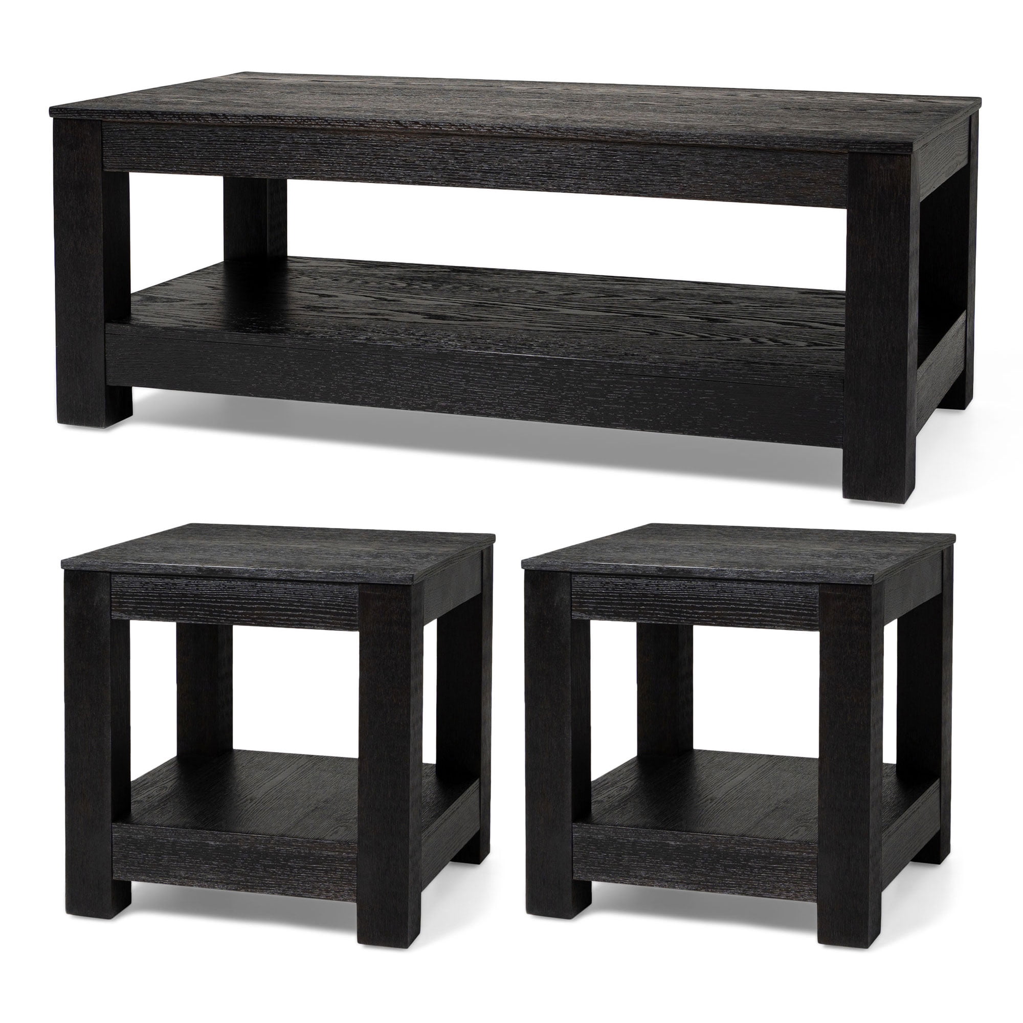Maven Lane Paulo Wooden Coffee Table with Set of 2 Side Tables ...