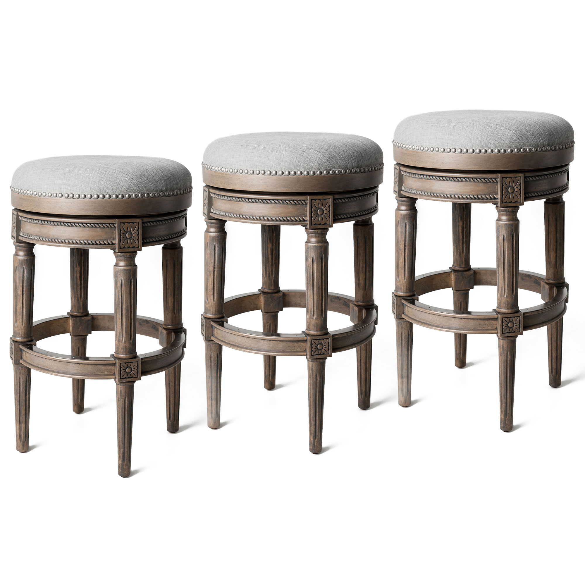 Maven Lane Pullman Backless Bar Stool in Reclaimed Oak Finish w/ Ash ...