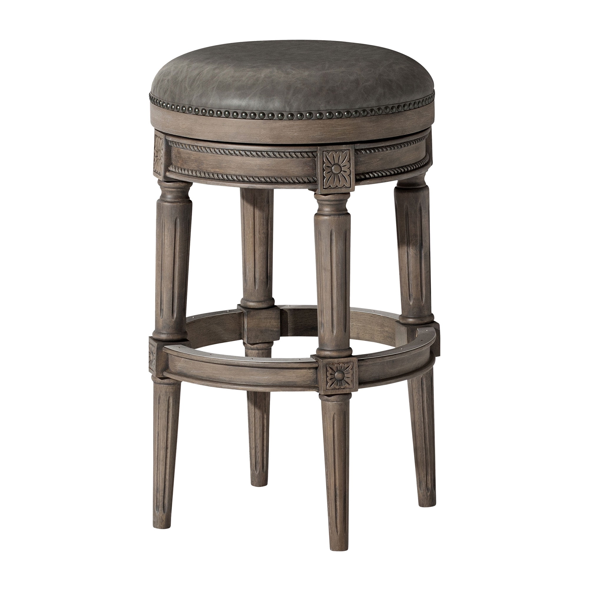 Maven Lane Pullman Backless Bar Stool in Reclaimed Oak Finish w/ Ronan ...