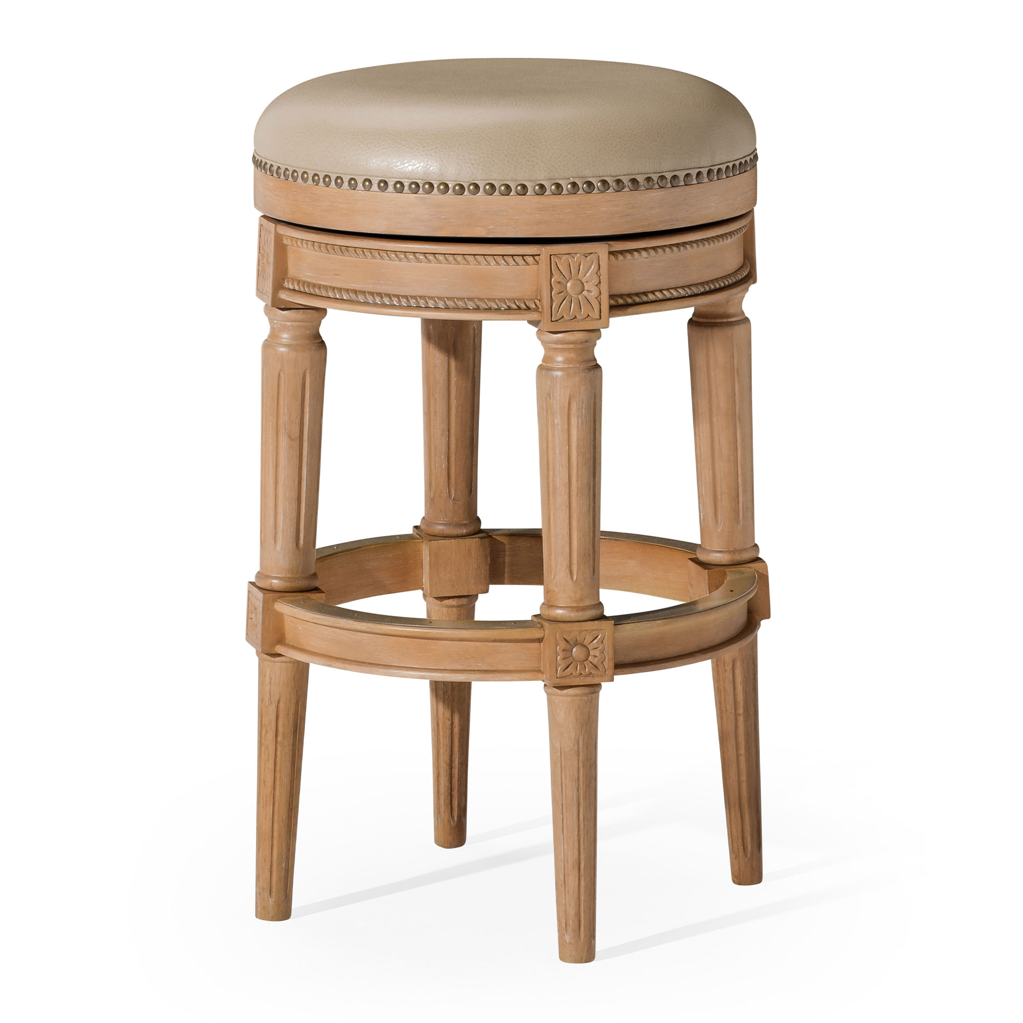 Maven Lane Pullman Backless Bar Stool in Weathered Oak Finish w/ Avanti ...
