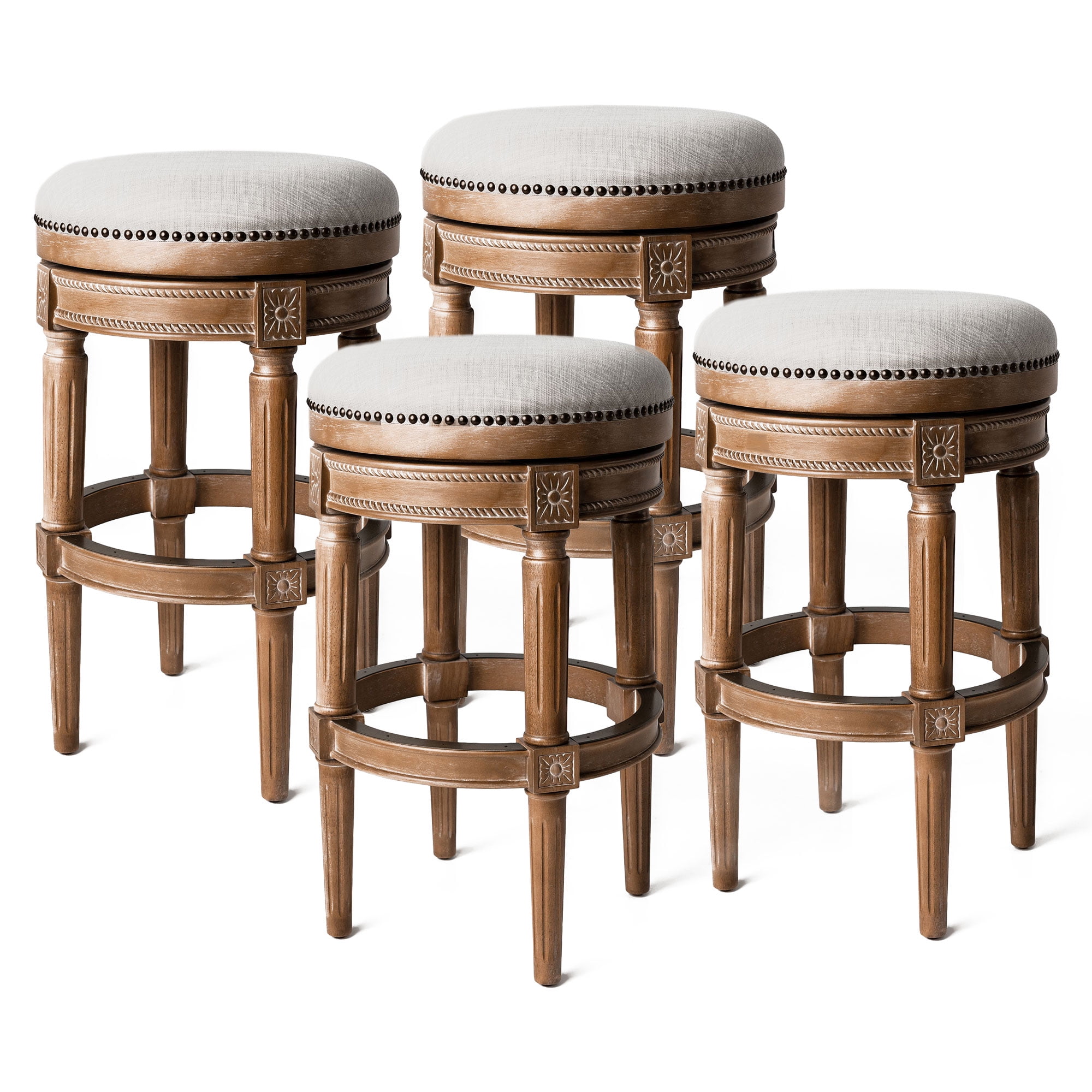 Maven Lane Pullman Backless Bar Stool in Weathered Oak Finish w/ Sand ...