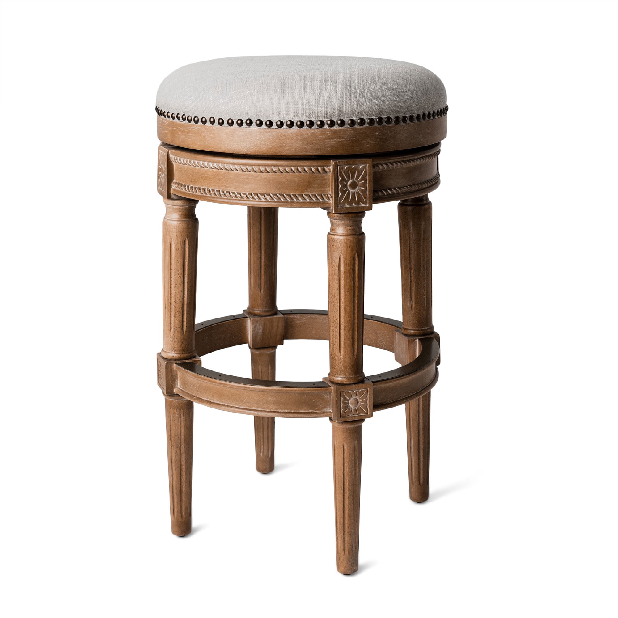 Maven Lane Pullman Backless Bar Stool in Weathered Oak Finish w/ Sand ...