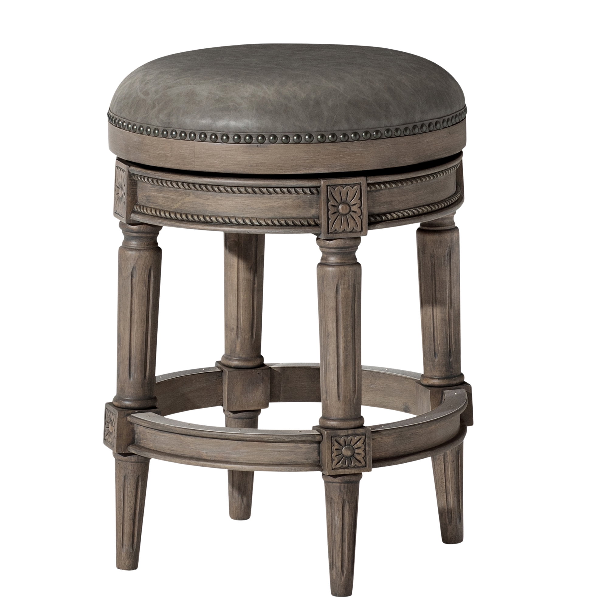 Maven Lane Pullman Backless Counter Stool, Reclaimed Oak w/ Ronan Stone ...