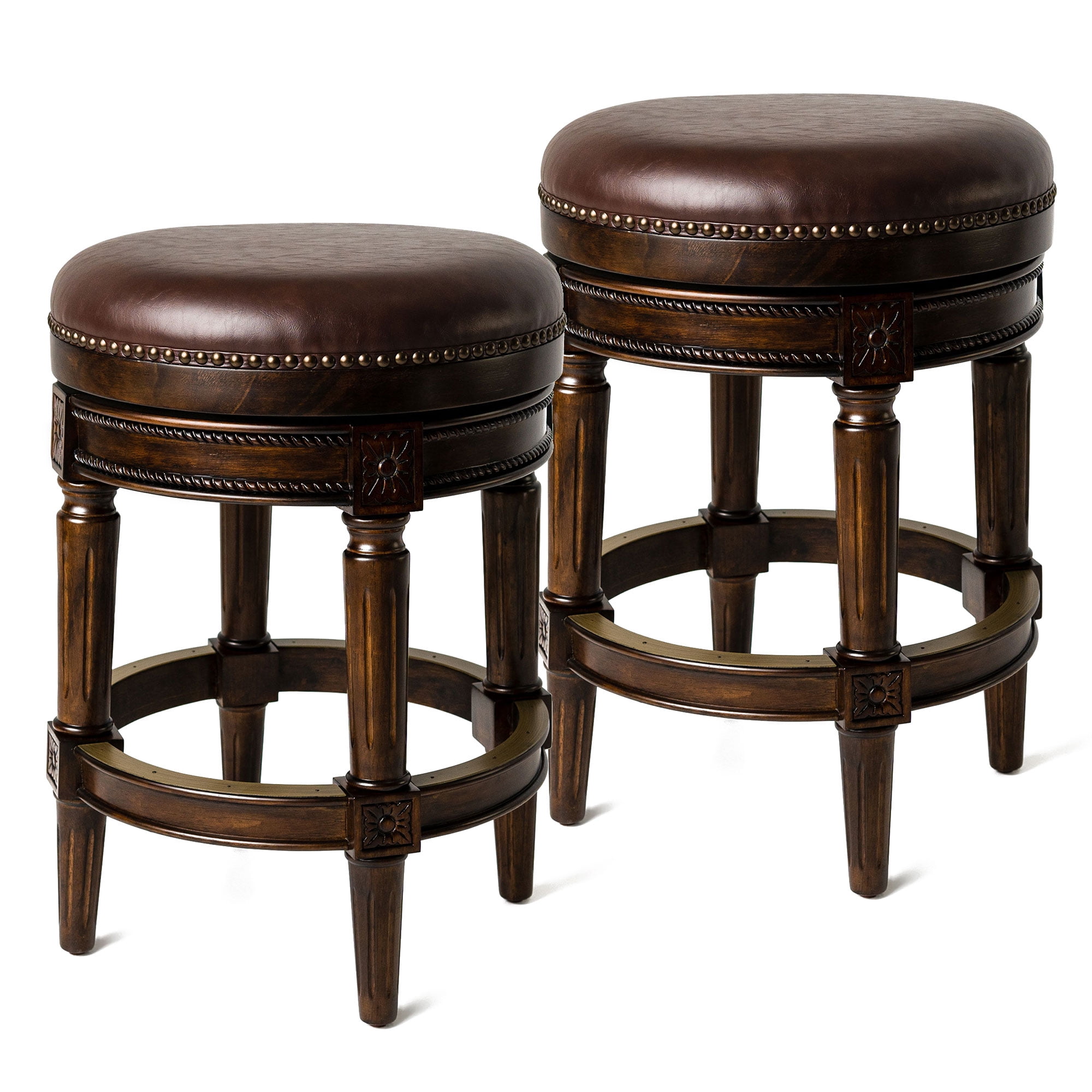 Maven Lane Pullman Backless Counter Stool in Dark Walnut Finish with ...
