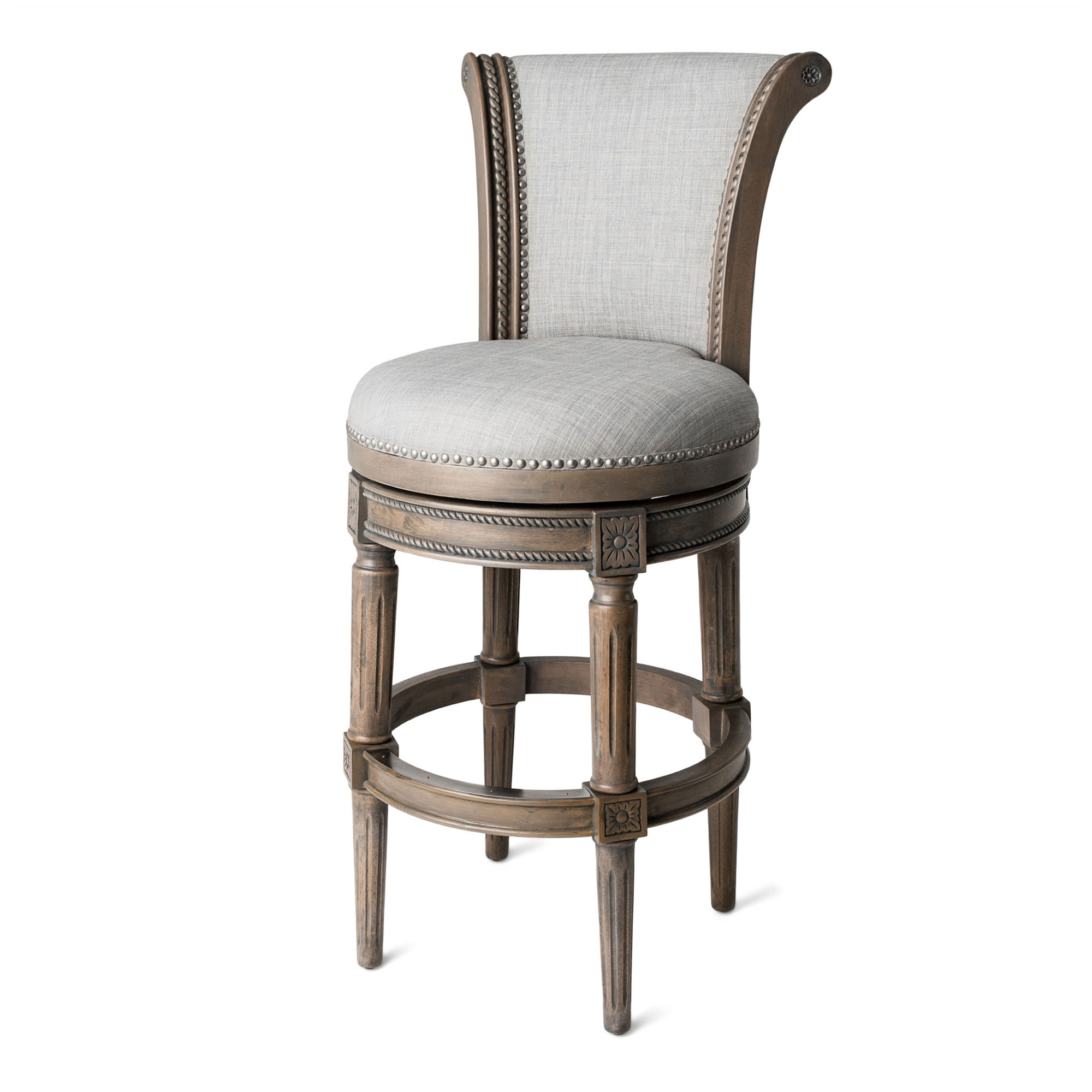 Maven Lane Pullman Counter Stool, Reclaimed Oak Finish w/ Ash Grey ...