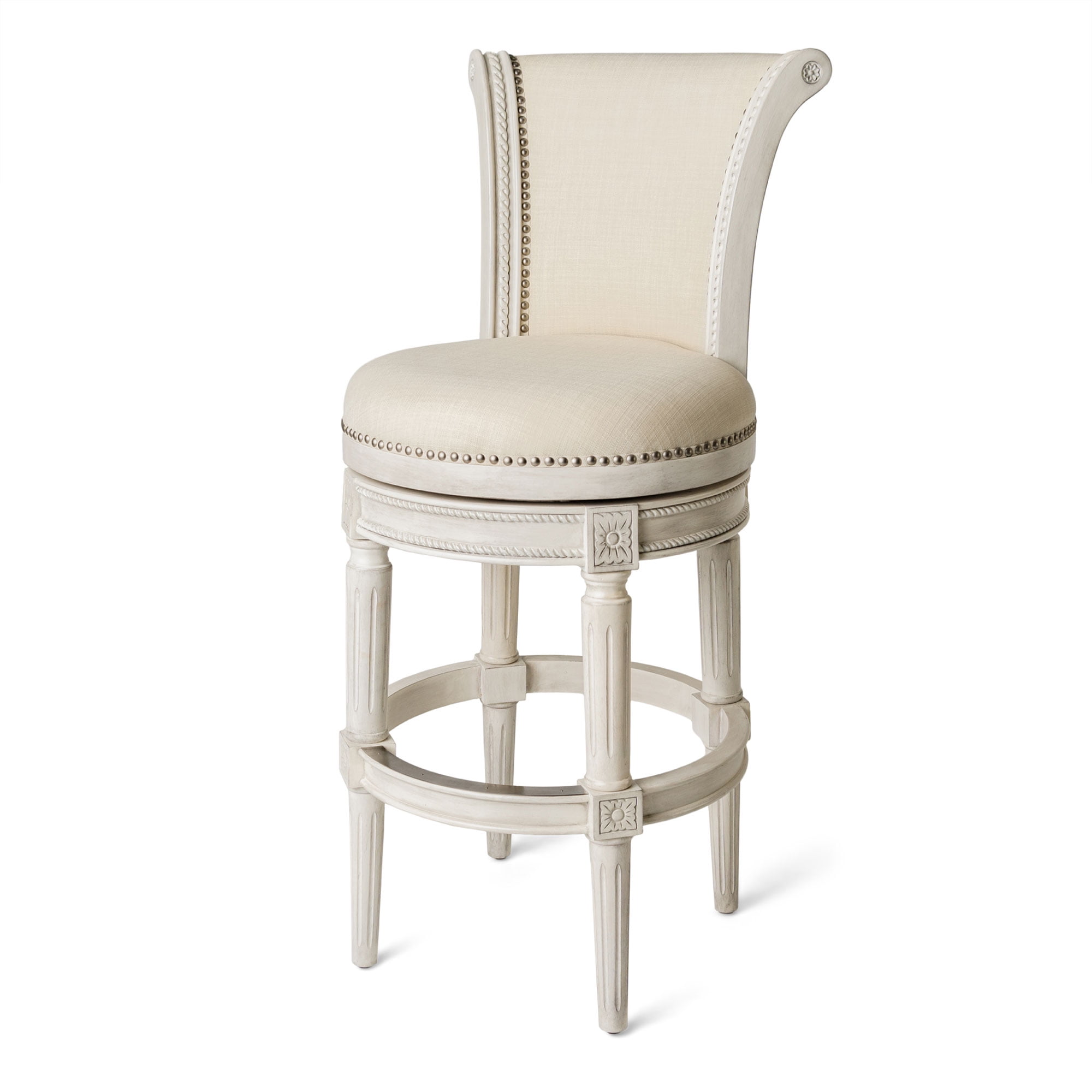 Maven Lane Pullman Bar Stool, White Oak Finish w/ Natural Color Fabric ...