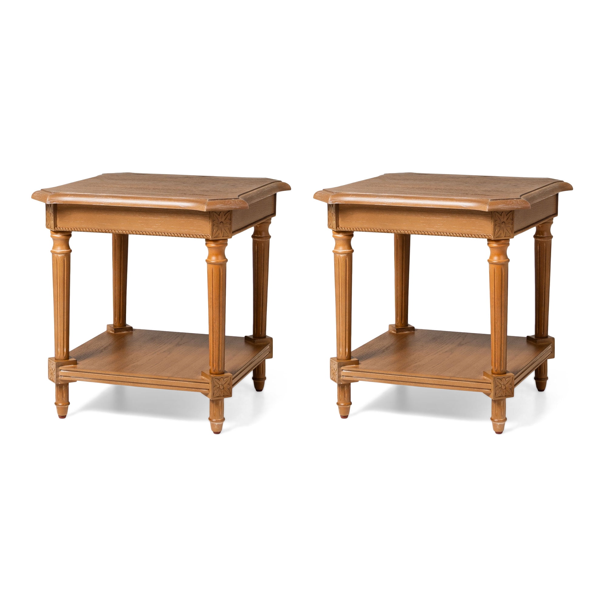 Maven Lane Pullman Traditional Square Wood Side Table, Antique Natural ...