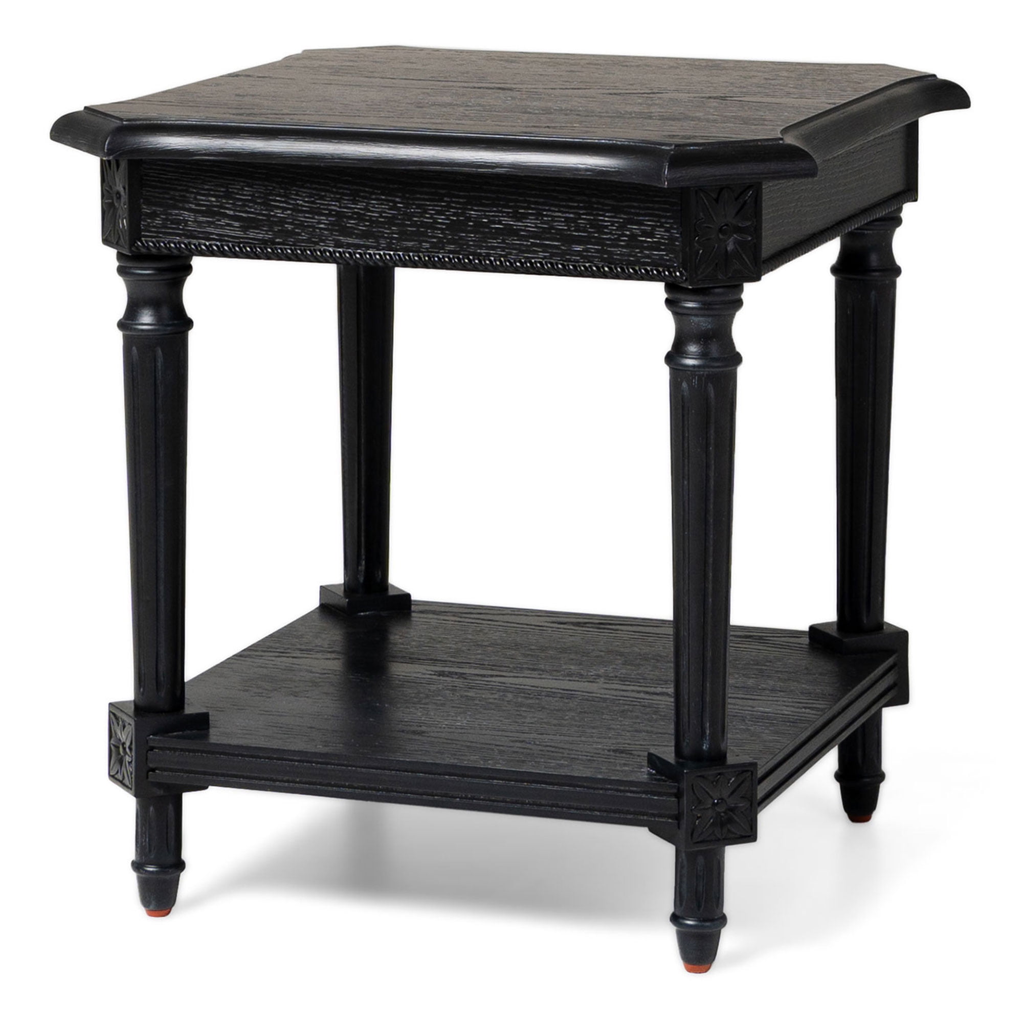 Maven Lane Pullman Traditional Square Wooden Side Table, Antiqued Black ...