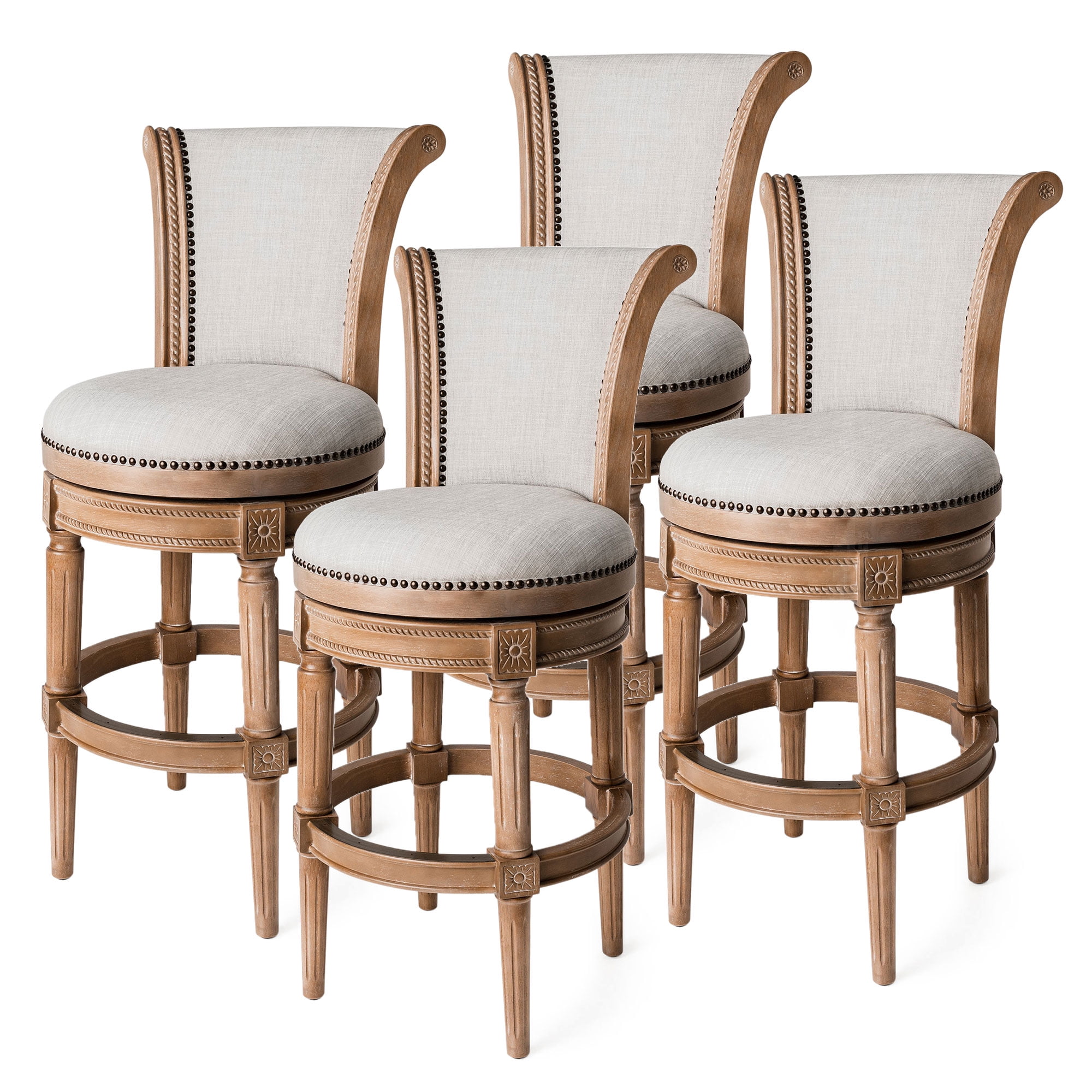 Maven Lane Pullman Wooden Swivel Kitchen Bar Stool, Weathered Oak, Set ...