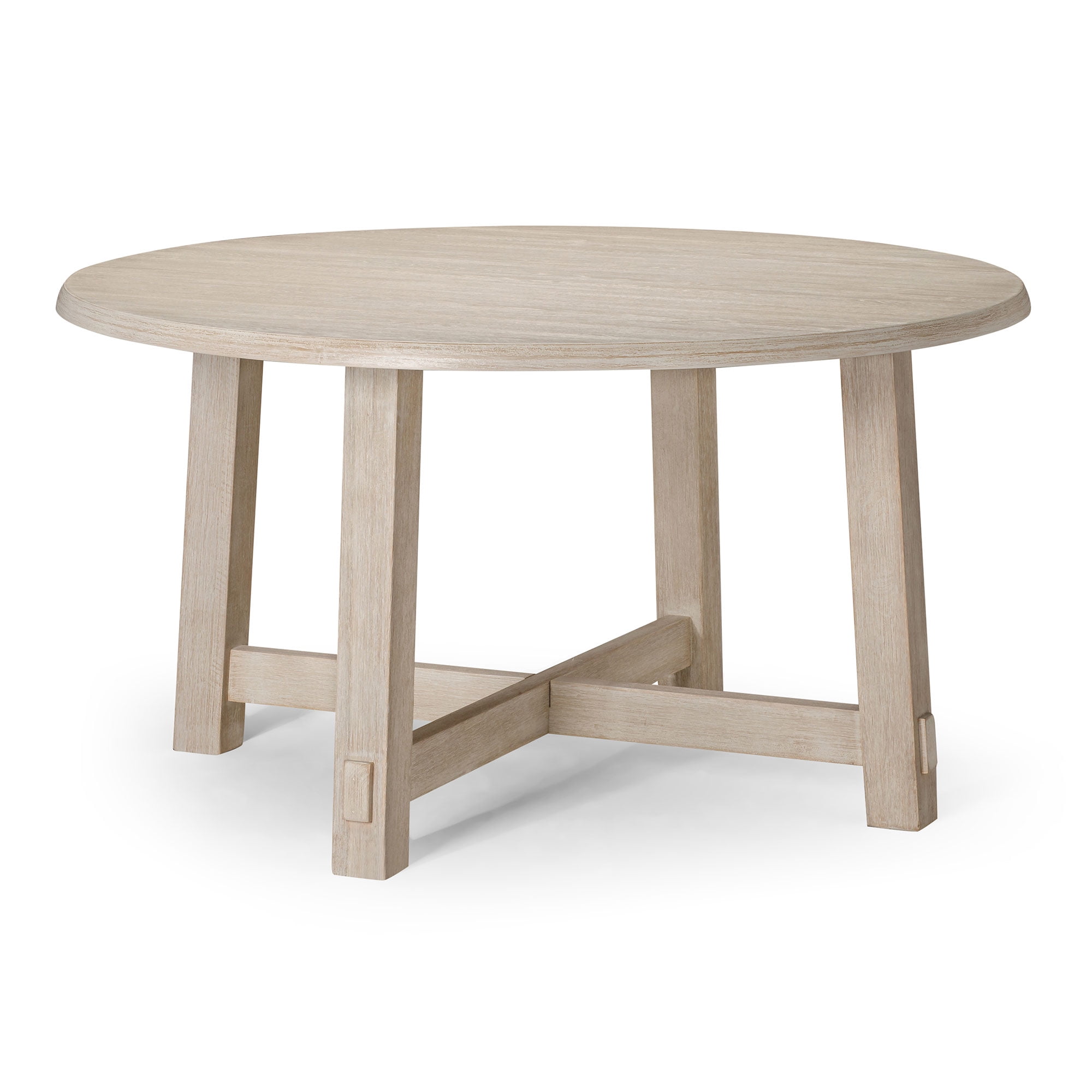 Maven Lane Sasha Round Wooden Dining Table in Weathered White Finish ...