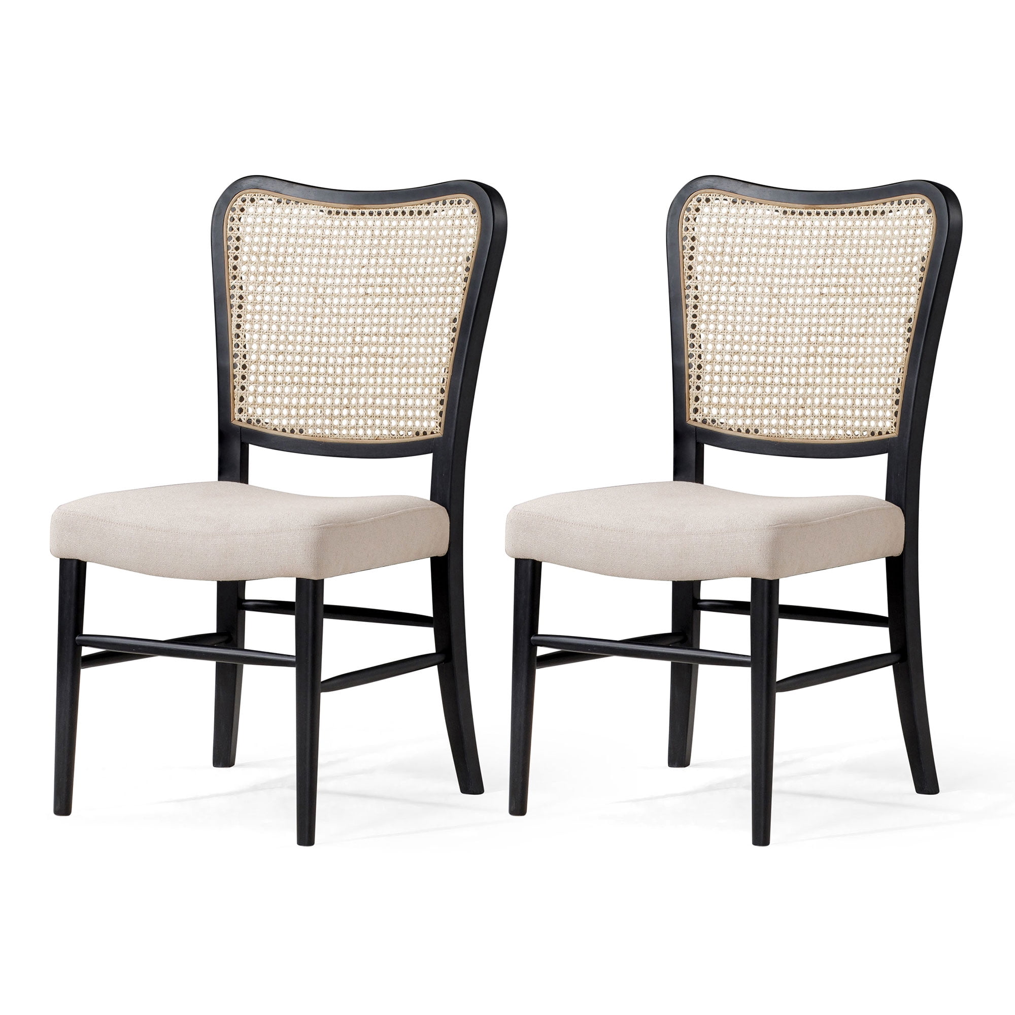 Open Box Maven Lane Wooden Chair, Antique Black & Dove Weave Fabric ...