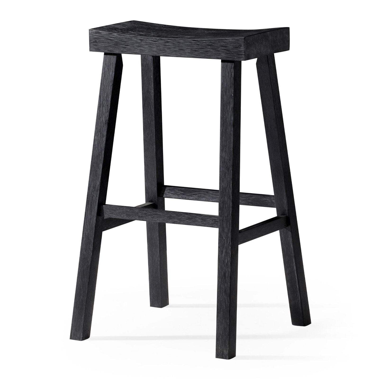 Maven Lane Vincent Rustic Wooden Kitchen Bar Stool, Antiqued Black ...