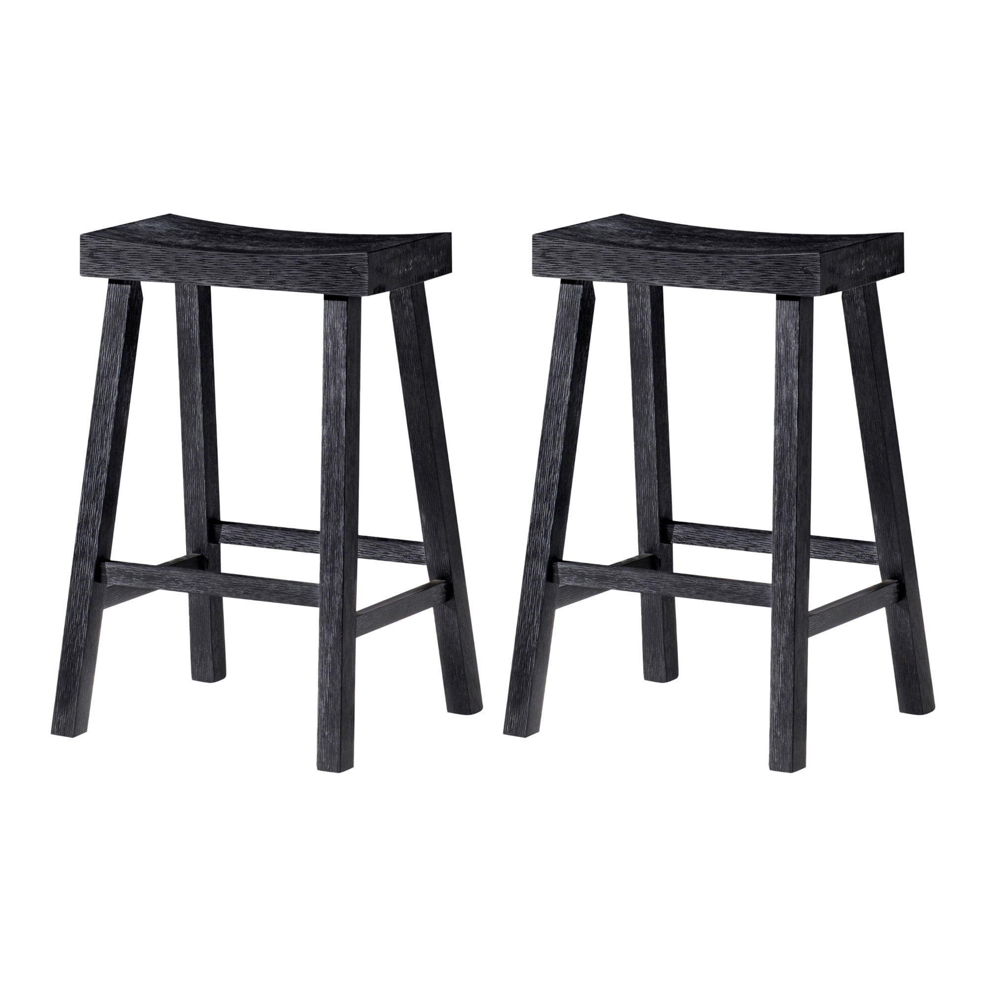Maven Lane Vincent Wooden Rustic Aesthetic Kitchen Counter Stool, Set ...