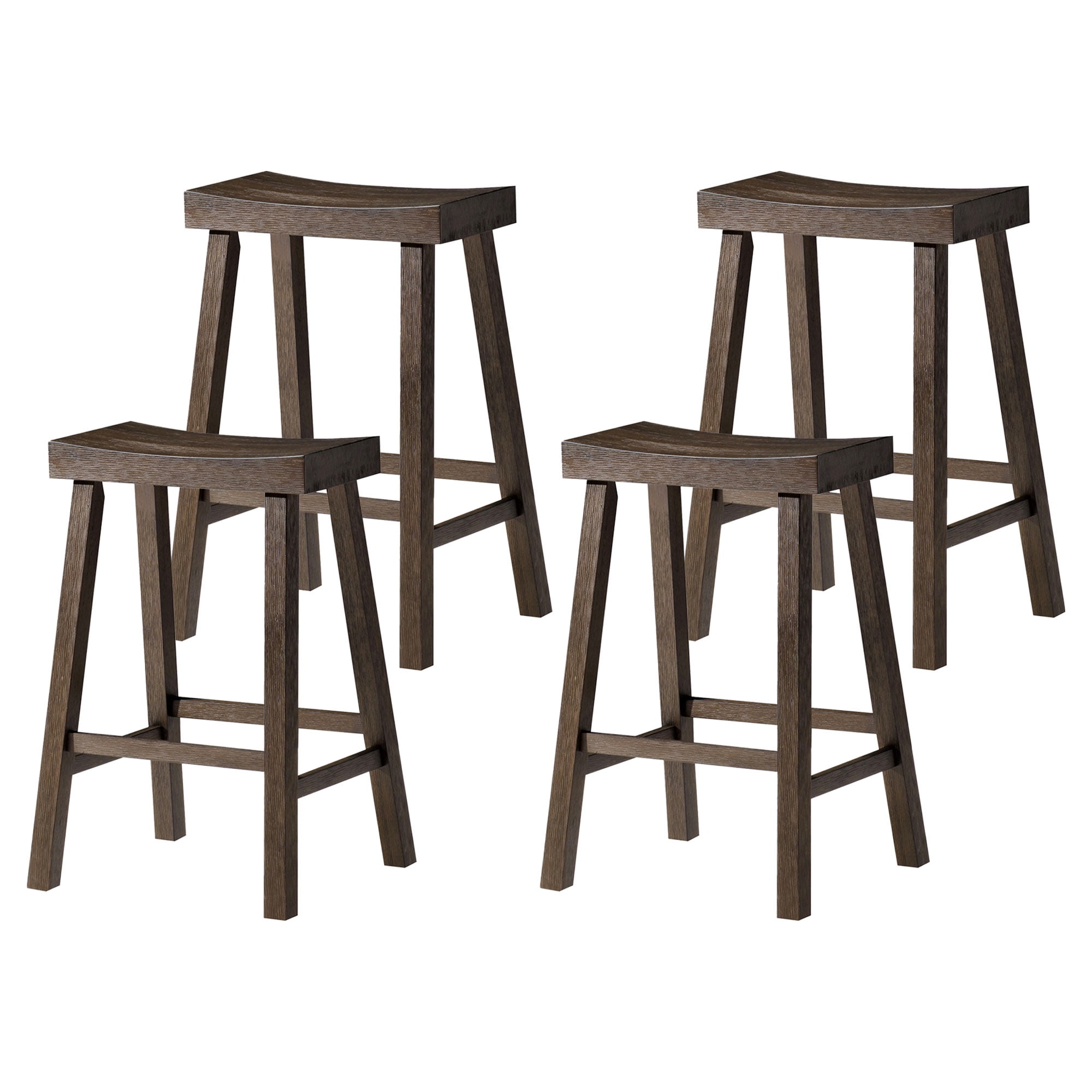 Maven Lane Vincent Wooden Rustic Aesthetic Kitchen Counter Stool, Set of 4 - Walmart.com